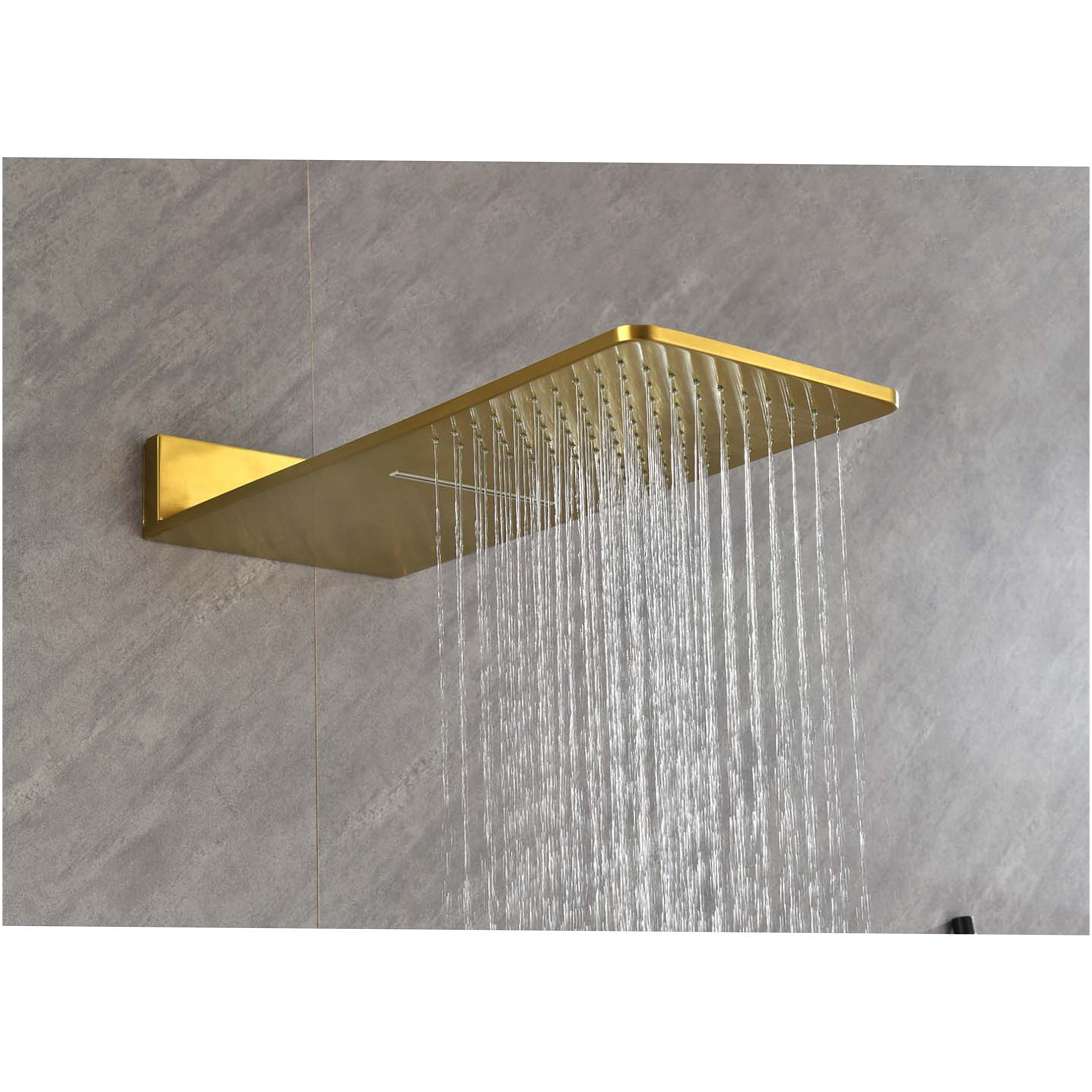 JERFIT Brushed Gold 5-in-1 Wall Mounted Shower System with Rainfall ...