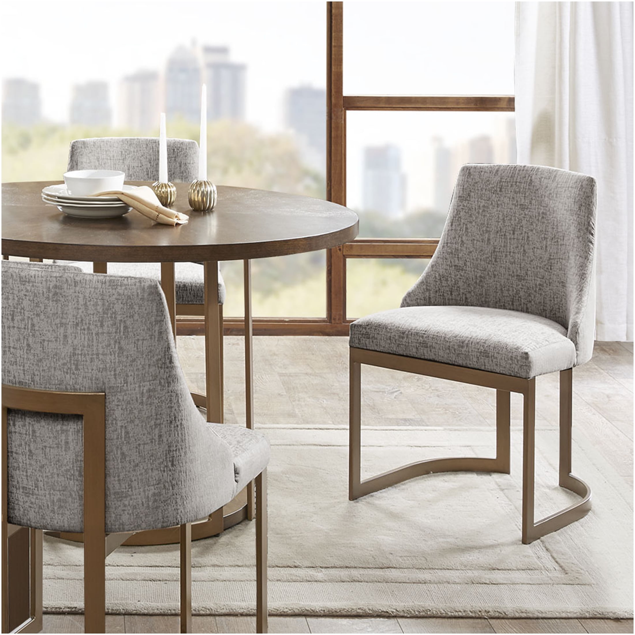 JERFIT Bryce Grey Upholstered Dining Chairs Set of 2, Modern Parson ...