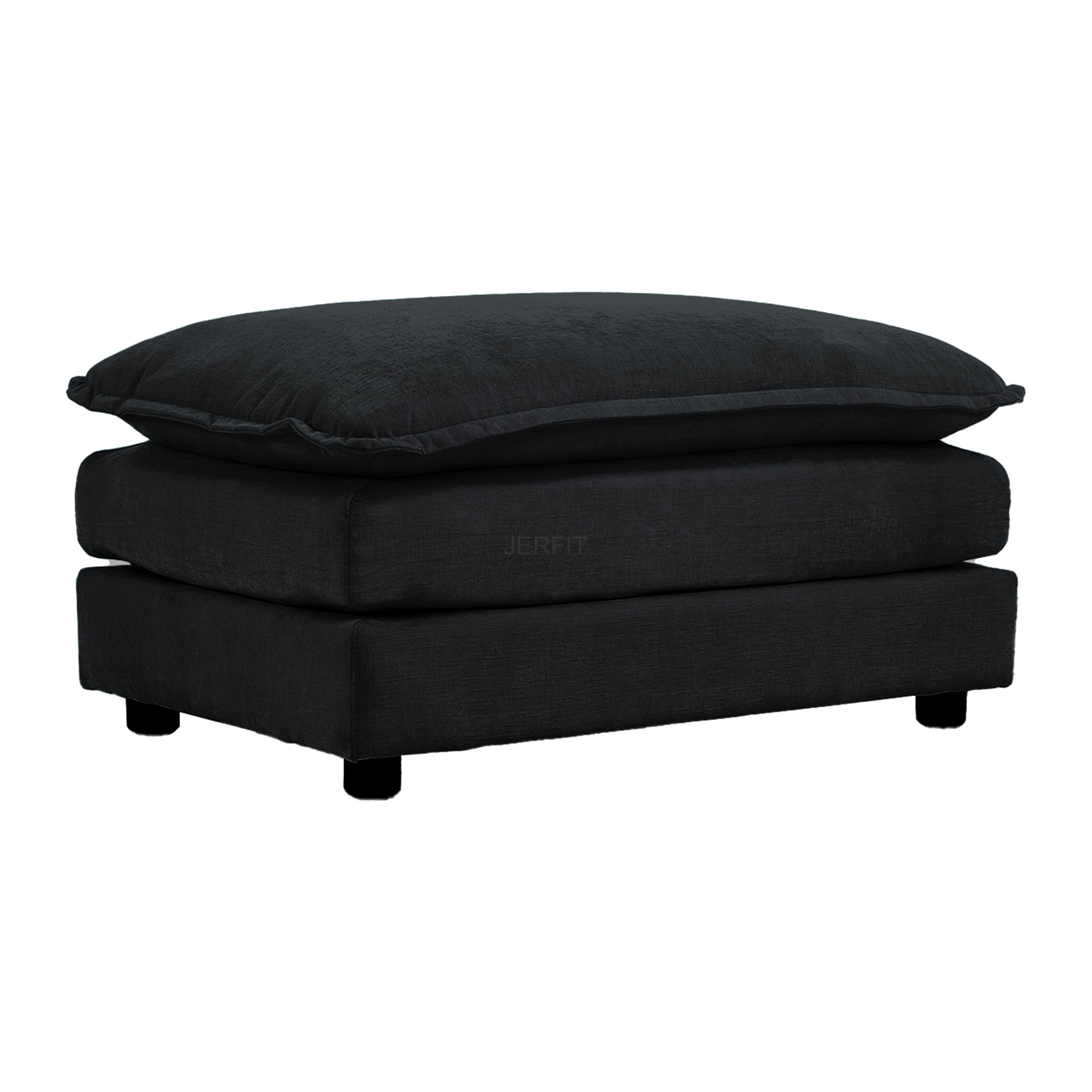JERFIT Chenille Ottoman Footrest with Solid Wood Frame for Living Room ...