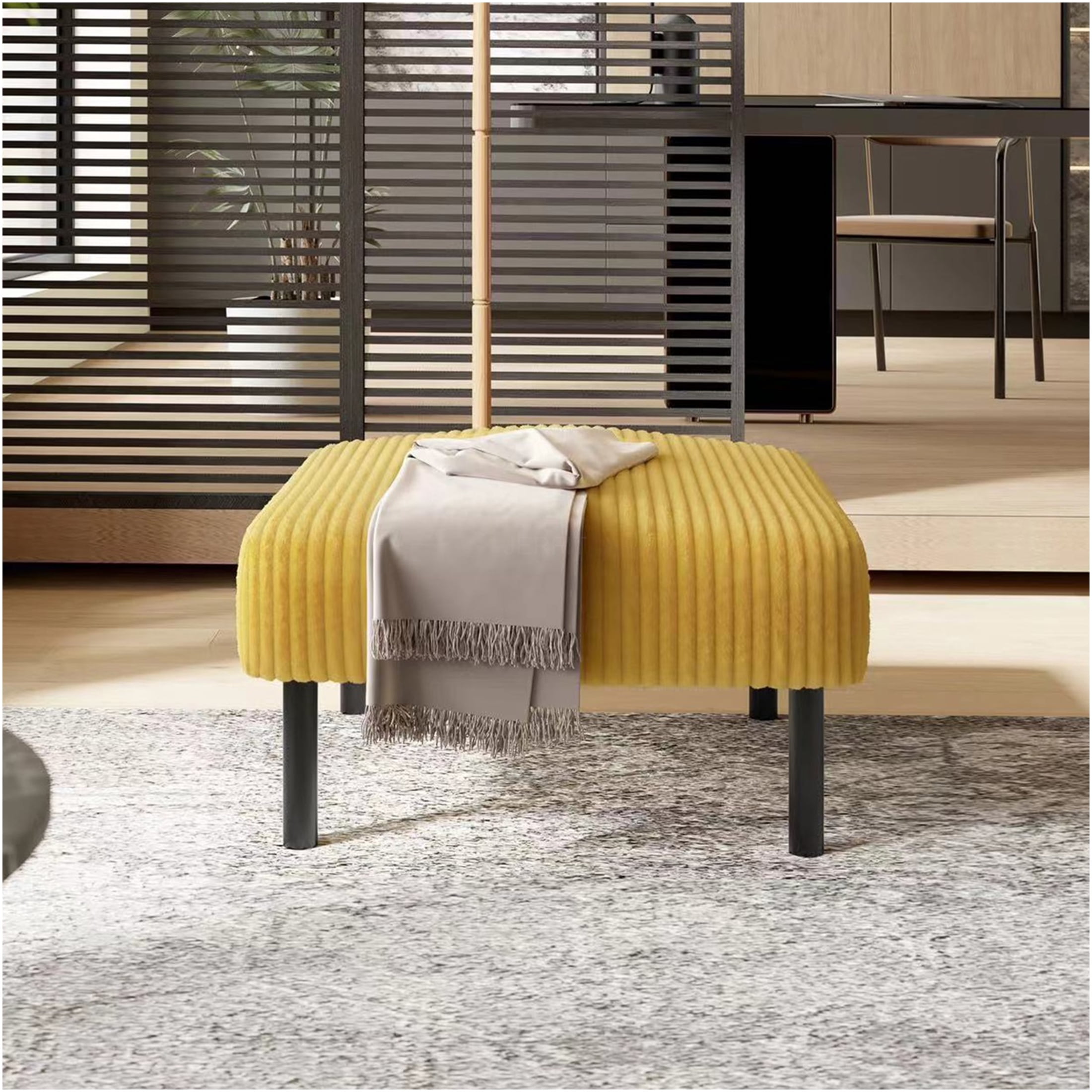 JERFIT Corduroy Ottoman Footstool with Legs, Square Padded Foot Rest ...