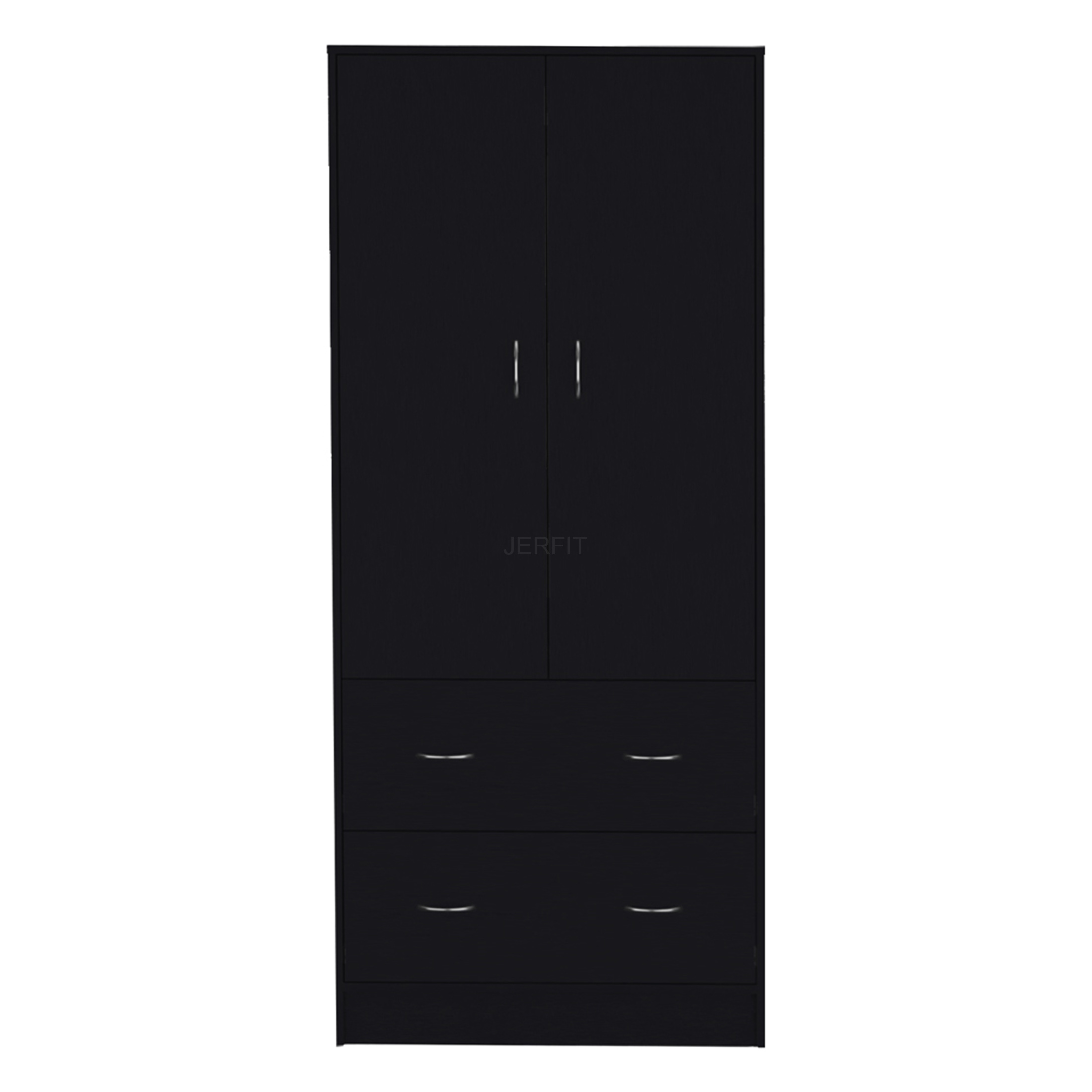 JERFIT Edie Armoire with Hanging Rod and Drawers, Freestanding Black ...
