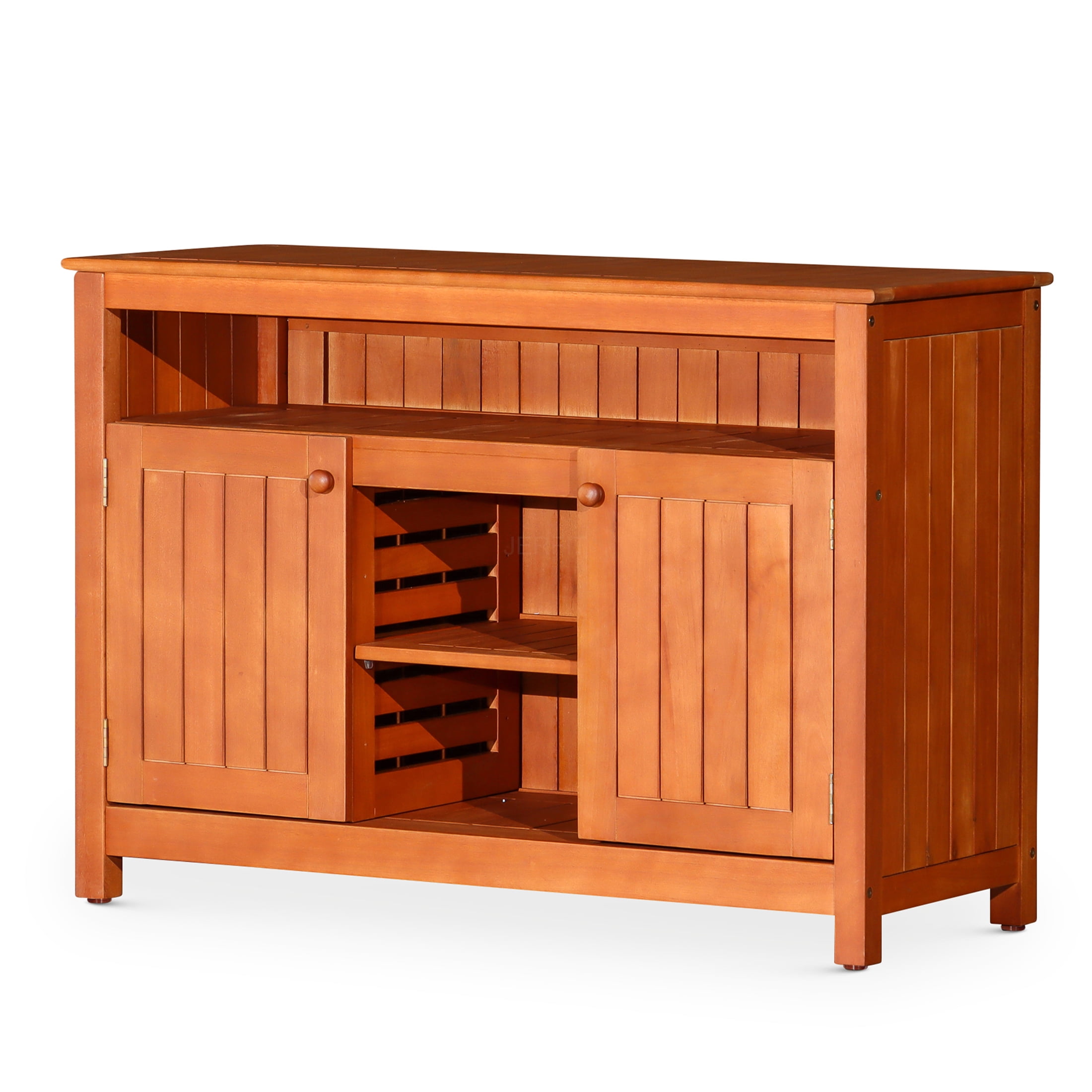 JERFIT Eucalyptus Wood Outdoor Sideboard Buffet Server with Storage ...