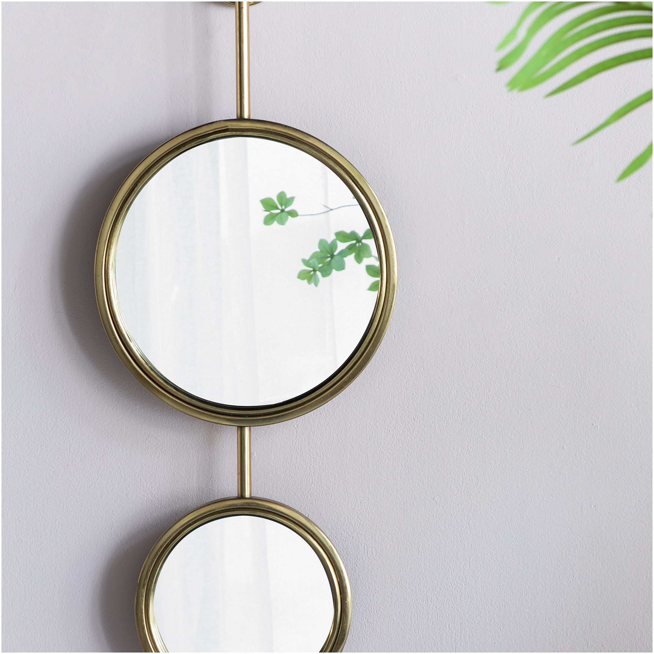 JERFIT Gold Iron Double Circle Wall Mirror for Living Room, Bedroom ...
