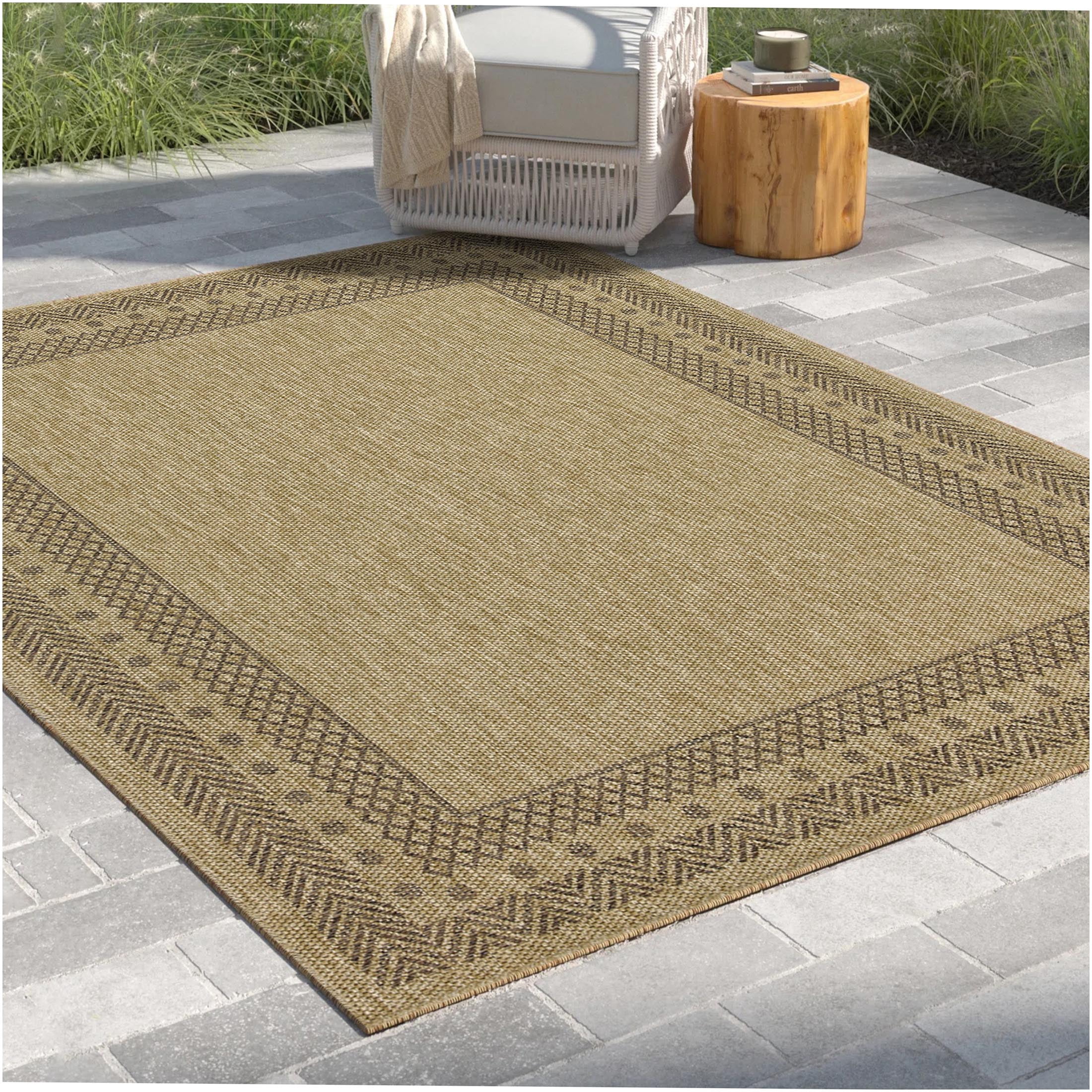 JERFIT Indoor Outdoor Rug 8x10 Feet, Natural Jute Flatweave Area Rug ...