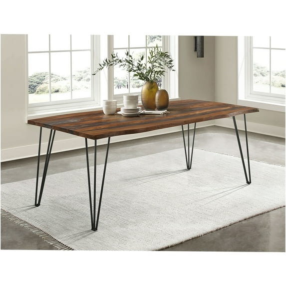 JERFIT Industrial Modern Live Edge Dining Table for 6, Grey Sheesham ...