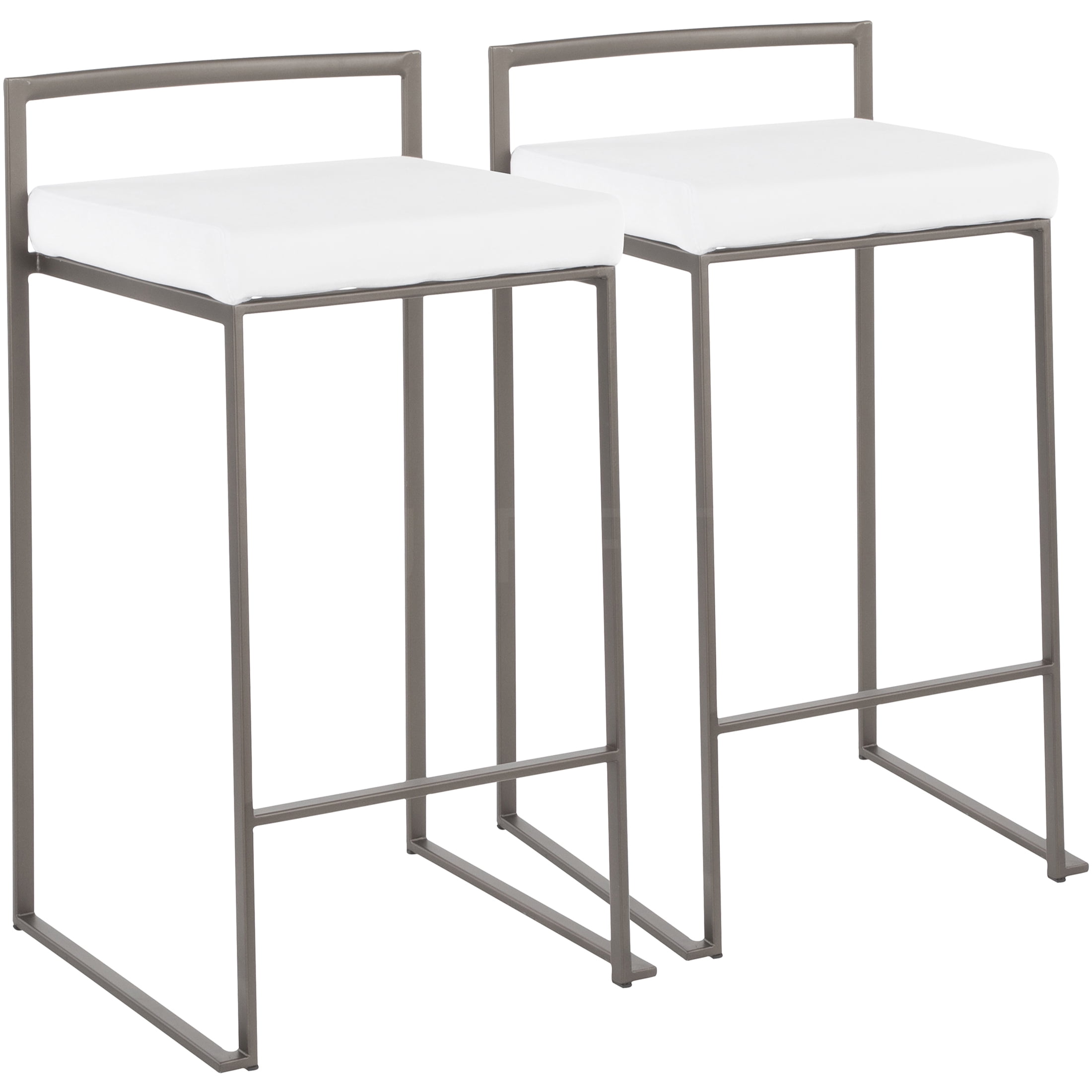 JERFIT Industrial Velvet Counter Stools, Set of 2, Stackable Metal Bar ...