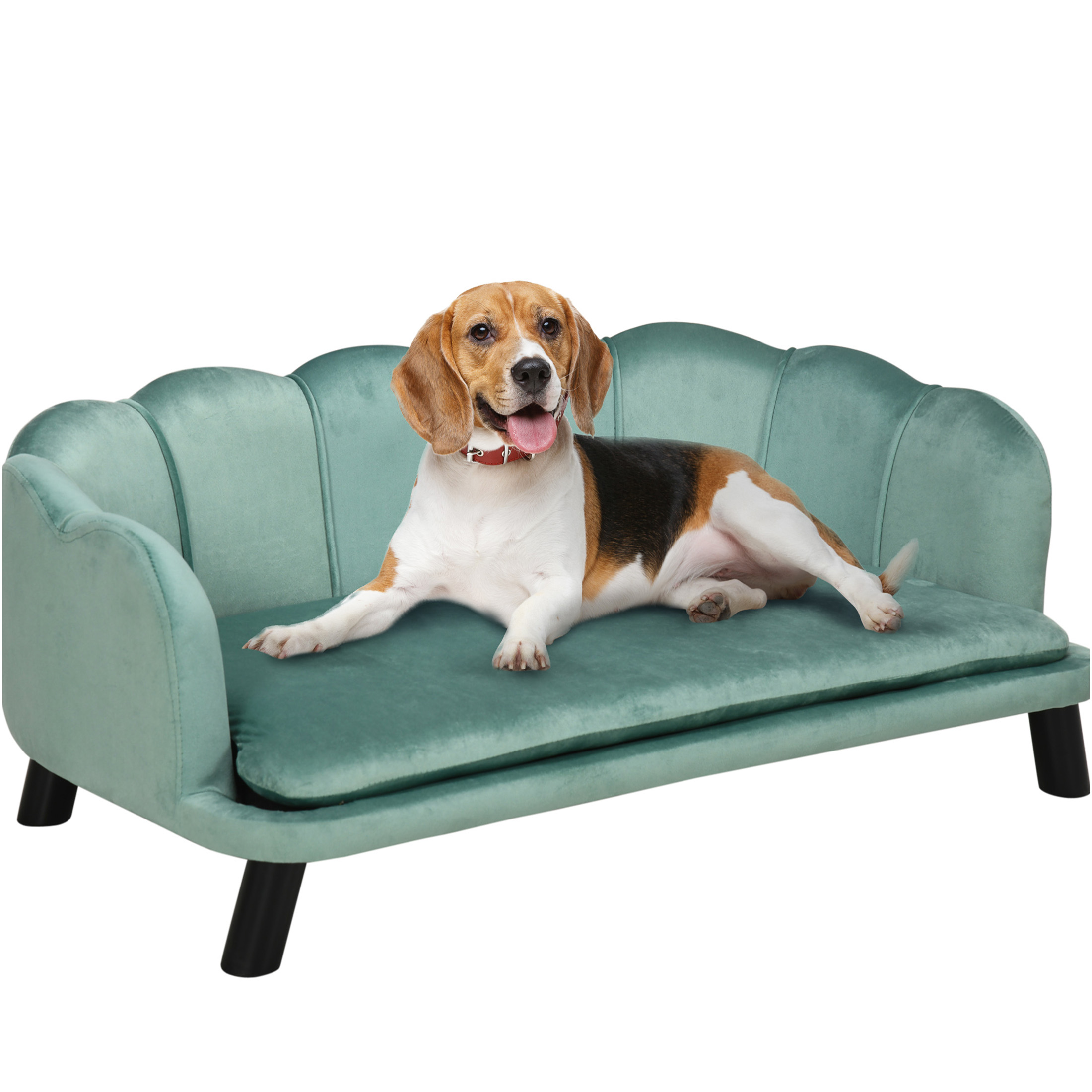 JERFIT Large Dog Couch with Removable Cushion, Plush Velvet Pet Sofa ...