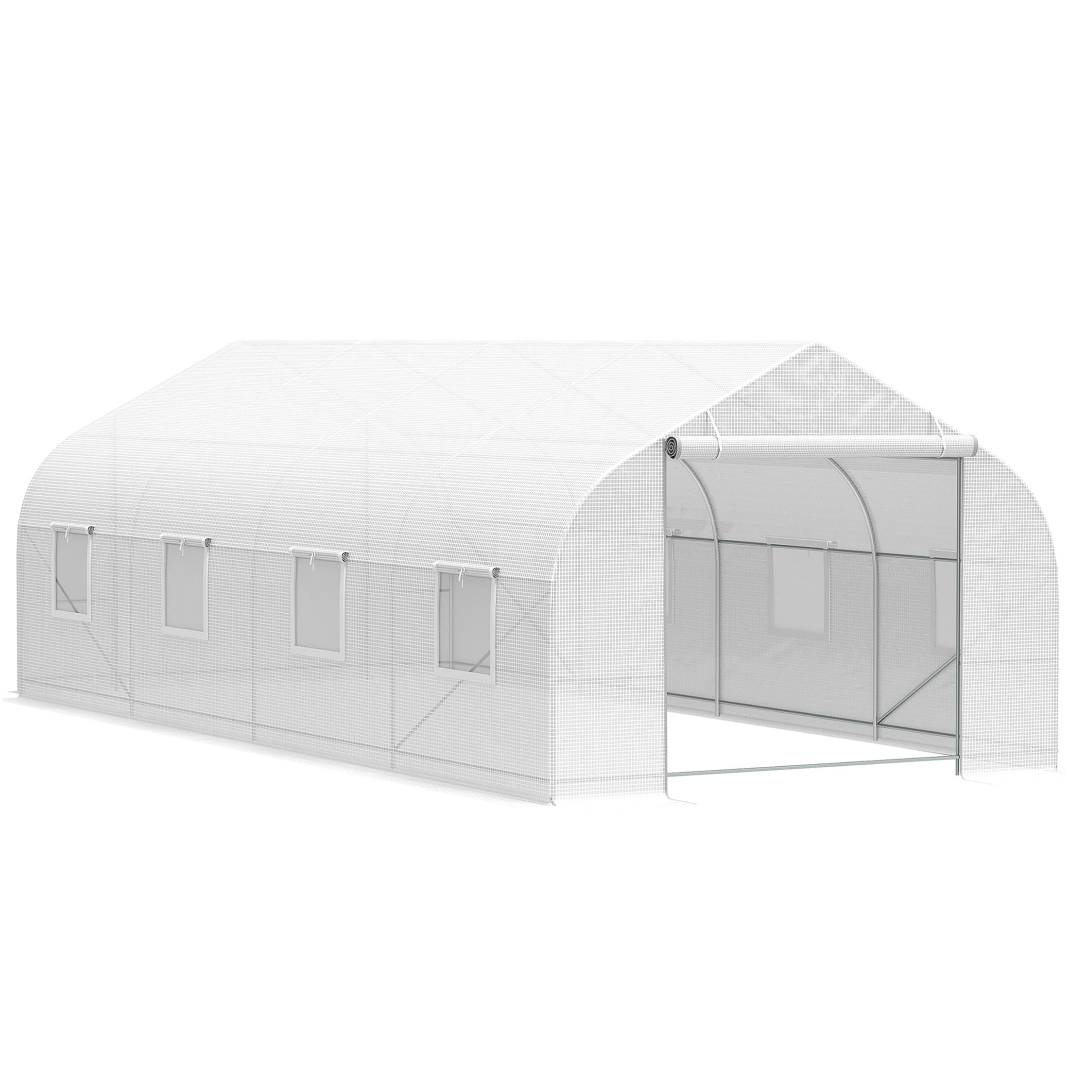 JERFIT Large Walk-in Greenhouse with Roll-Up Windows, Durable PE Cover ...