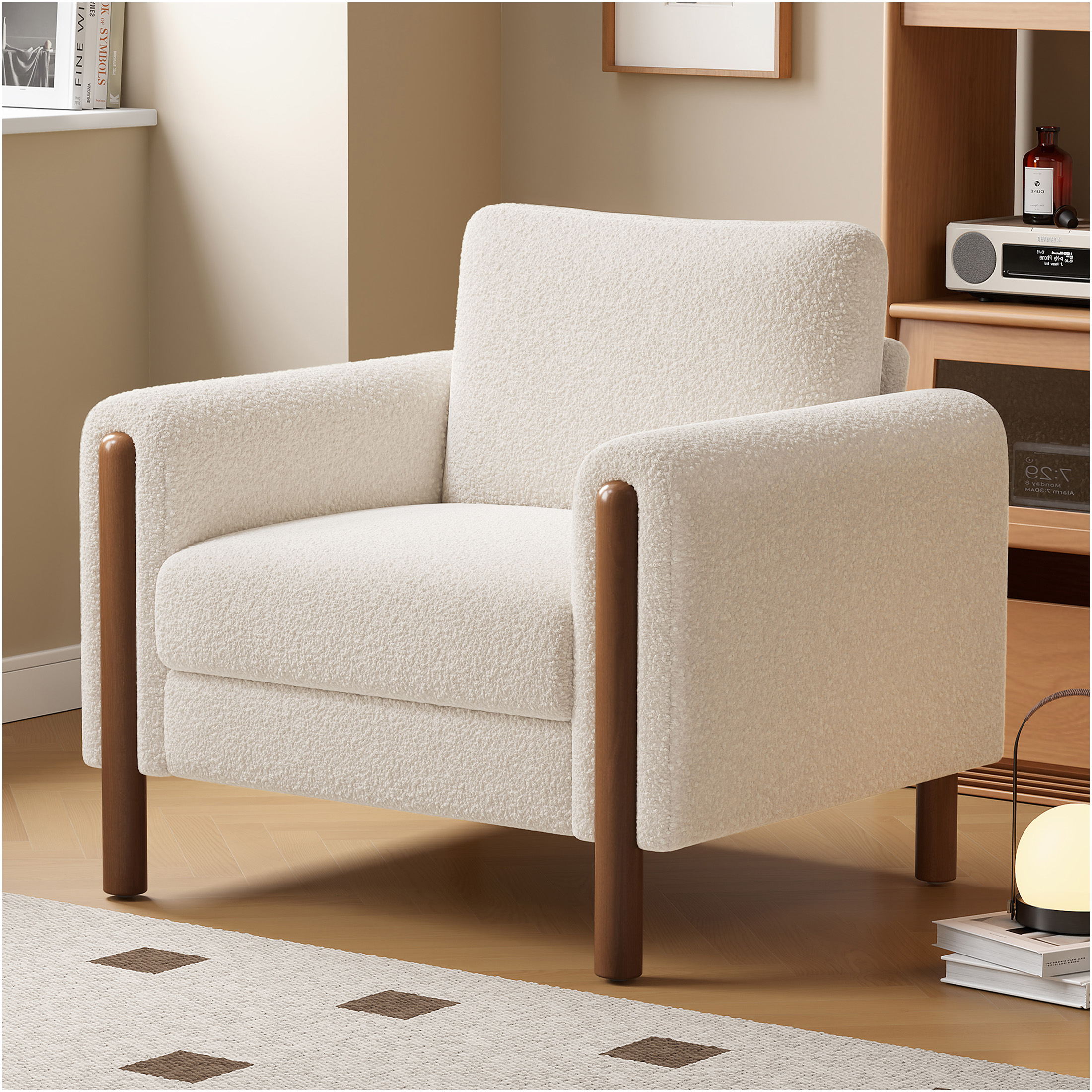 JERFIT Mid-Century Modern Accent Chair, Oversized Teddy Velvet ...