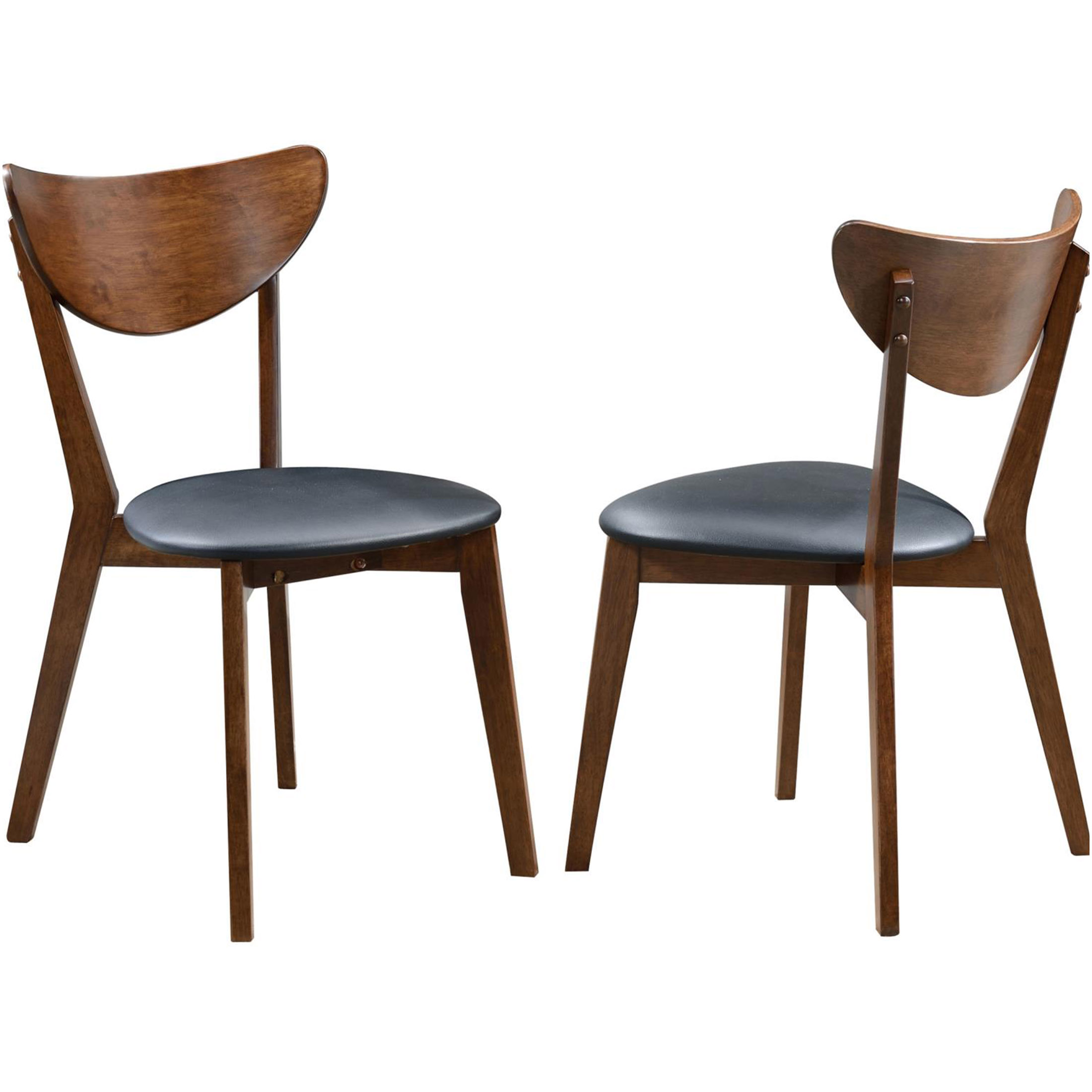 JERFIT Mid-Century Modern Dining Chairs Set of 2, Black Faux Leather ...