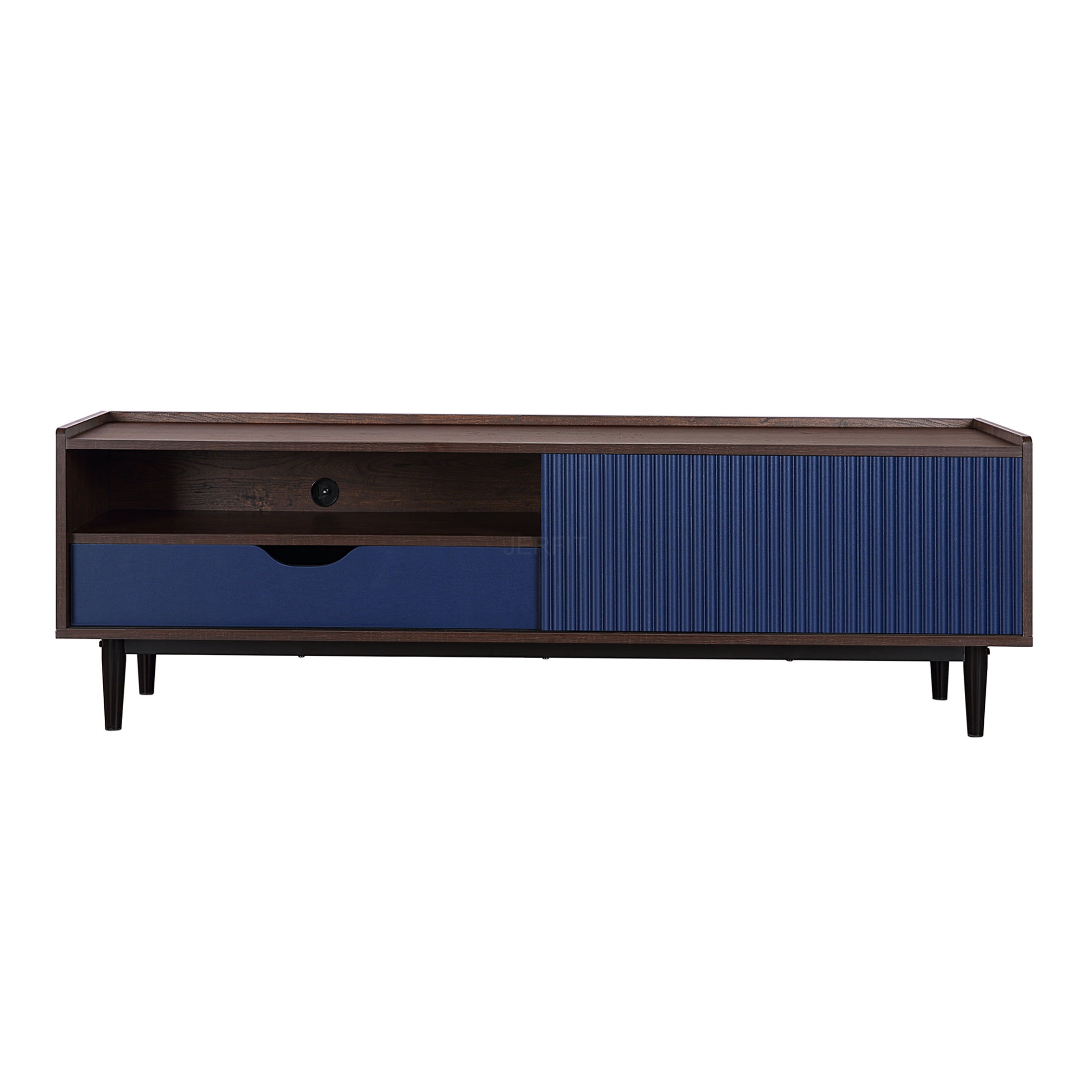 JERFIT Mid-Century Modern TV Stand for 55 inch TV, Navy Blue Media ...