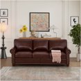 JERFIT Modern 3-Seater Fabric Sofa with Solid Wood Legs, Beige ...