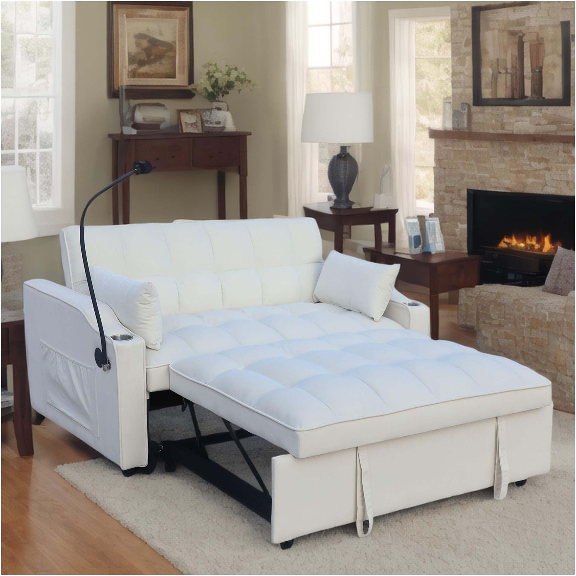 JERFIT Modern 3-in-1 Convertible Sleeper Sofa Bed with USB Charging ...