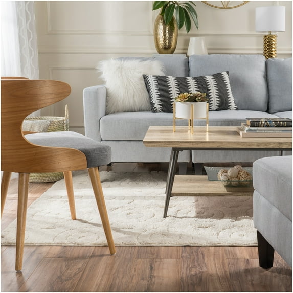 JERFIT Modern 43-inch Coffee Table with Storage Shelf, Mid-Century ...