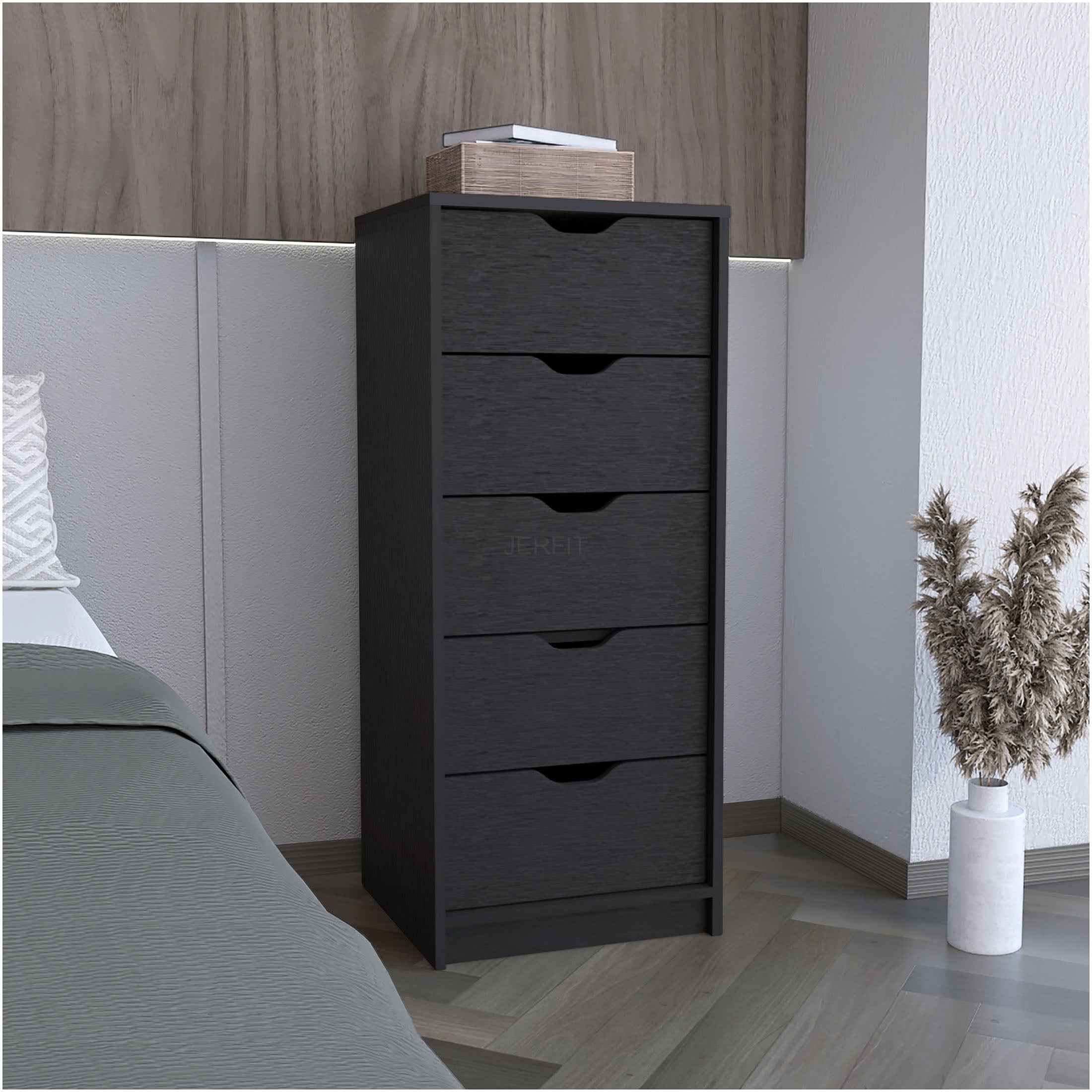 JERFIT Modern 5-Drawer Tall Dresser with Smooth Pull Out System ...