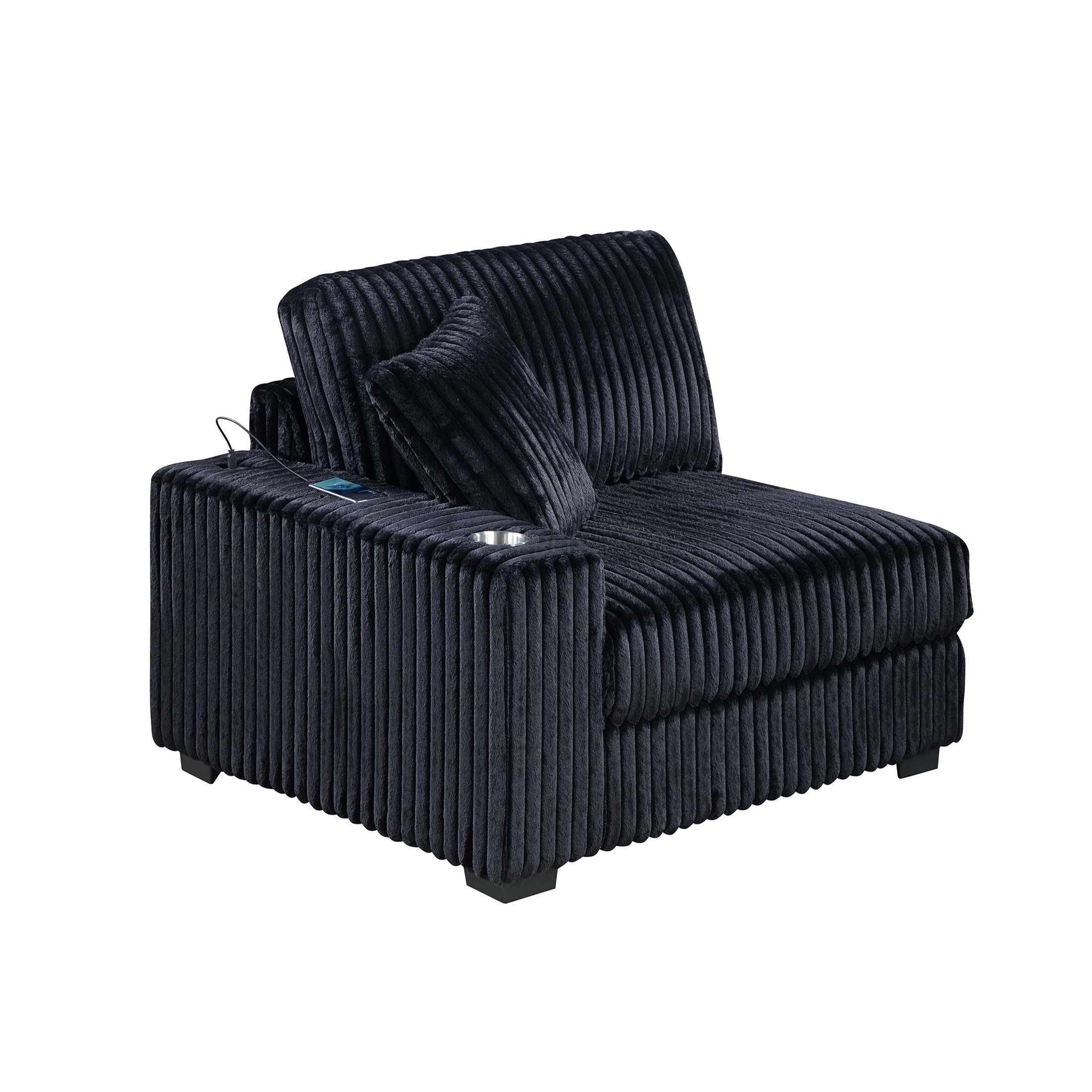 JERFIT Modern Accent Chair with USB Charger & Cup Holder, Plush ...