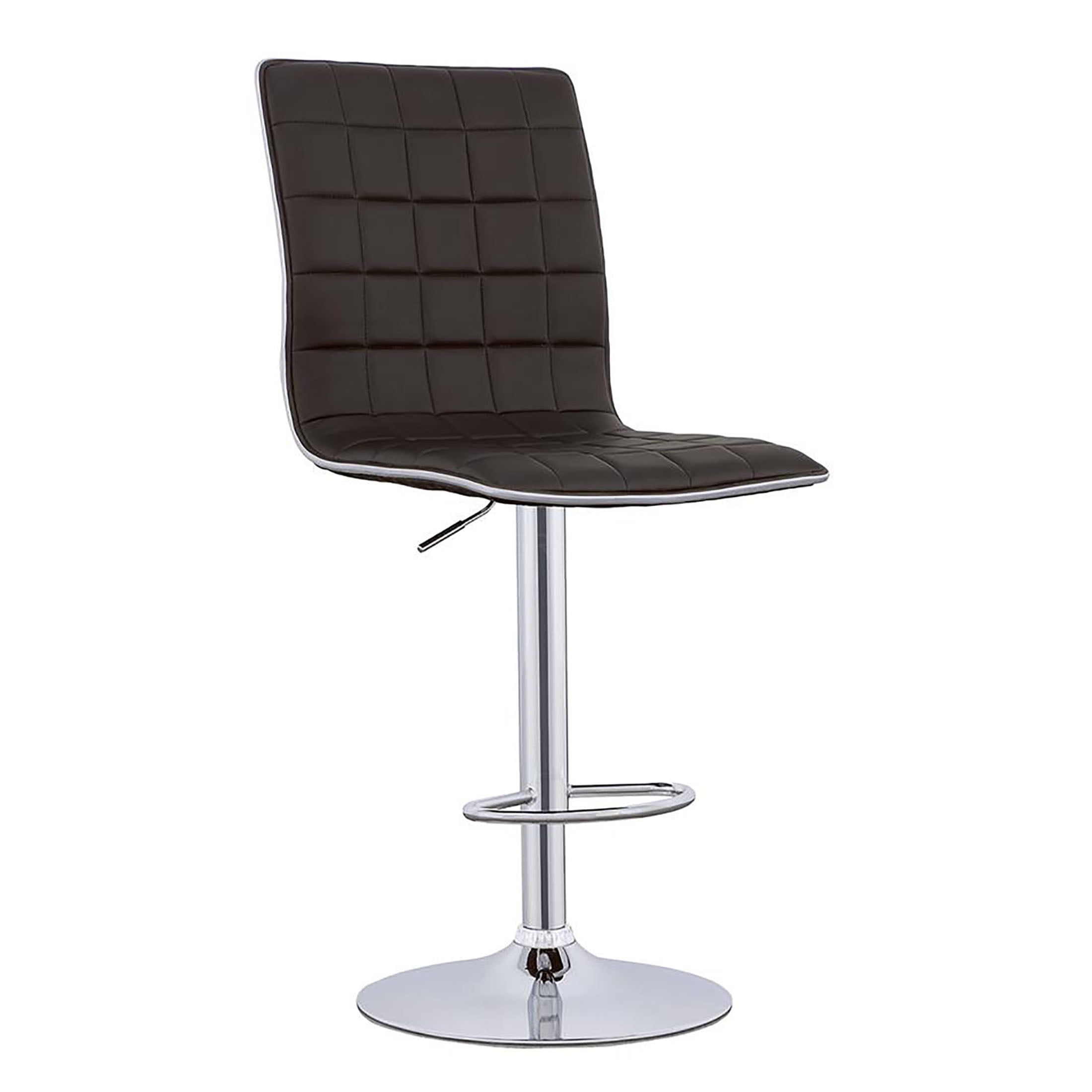 JERFIT Modern Adjustable Bar Stool Set of 2, Black Faux Leather ...