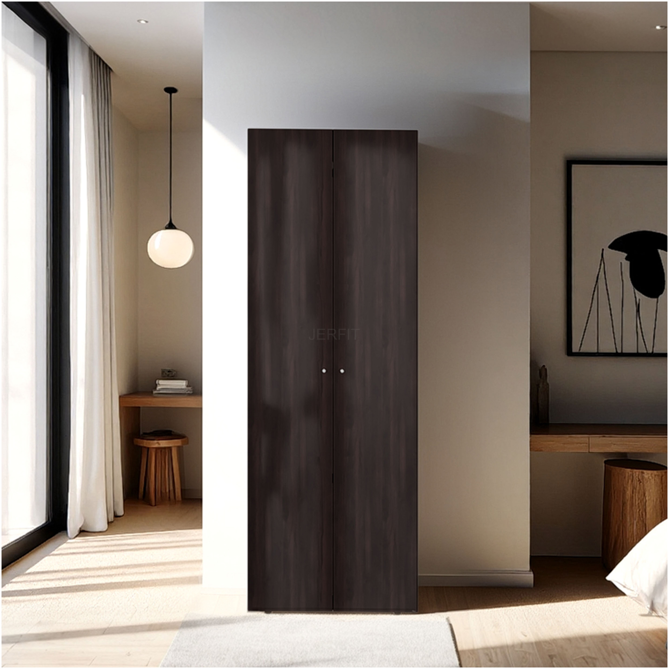 JERFIT Modern Armoire Wardrobe Closet with 2 Doors and 4 Shelves ...