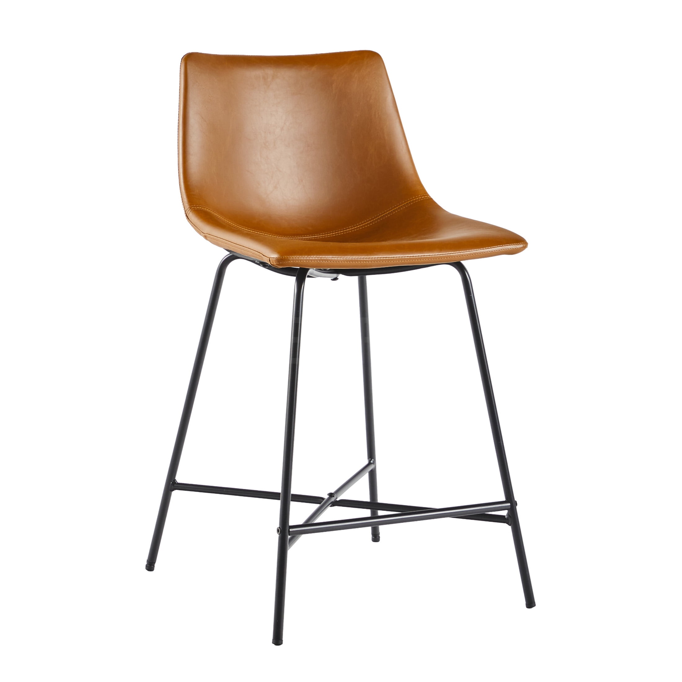 JERFIT Modern Counter Stools Set of 2, PU Leather X-Base Bar Stools ...