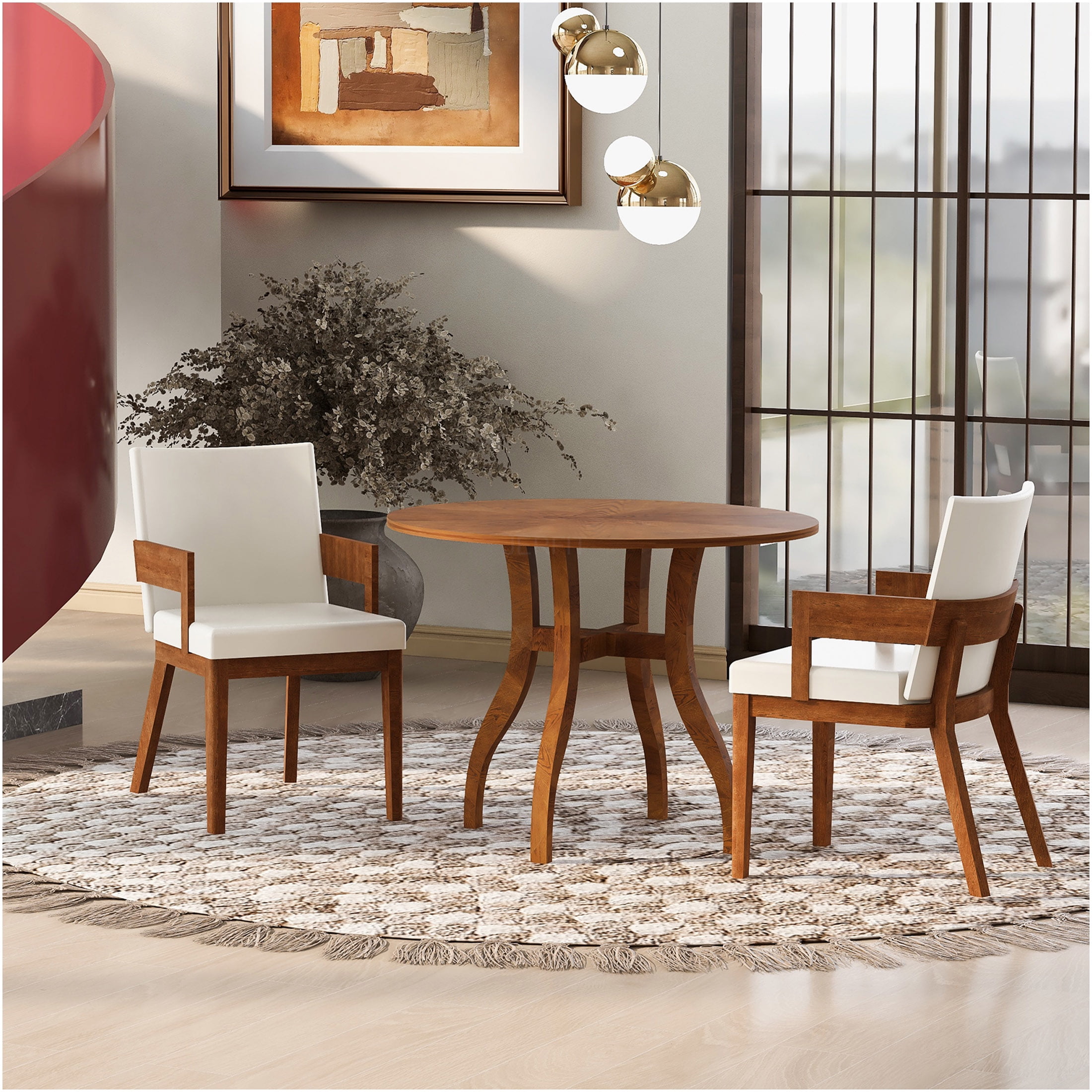 JERFIT Modern Dining Chairs Set of 2, White Glossy PU Leather ...