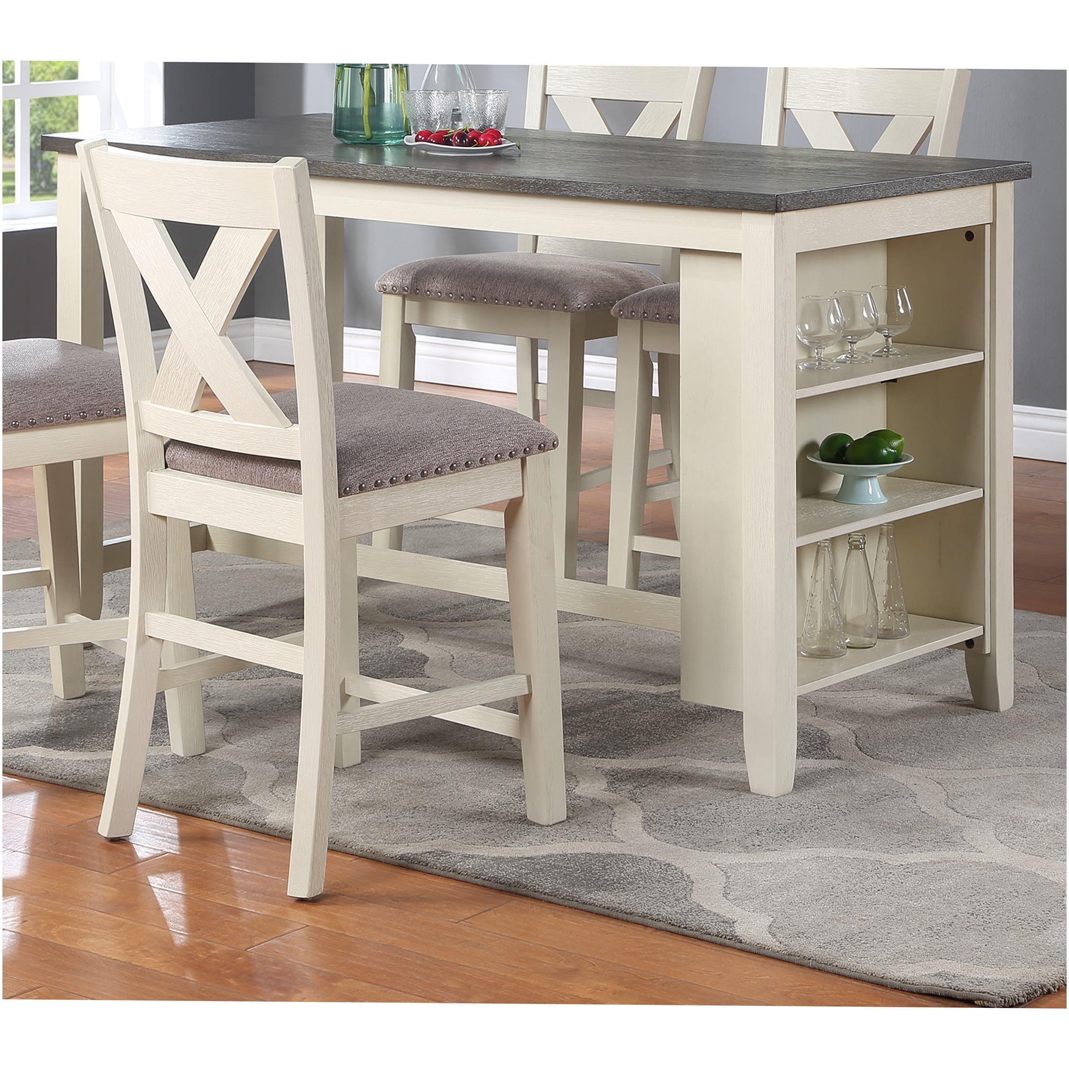 JERFIT Modern Farmhouse Counter Height Dining Table with Storage ...