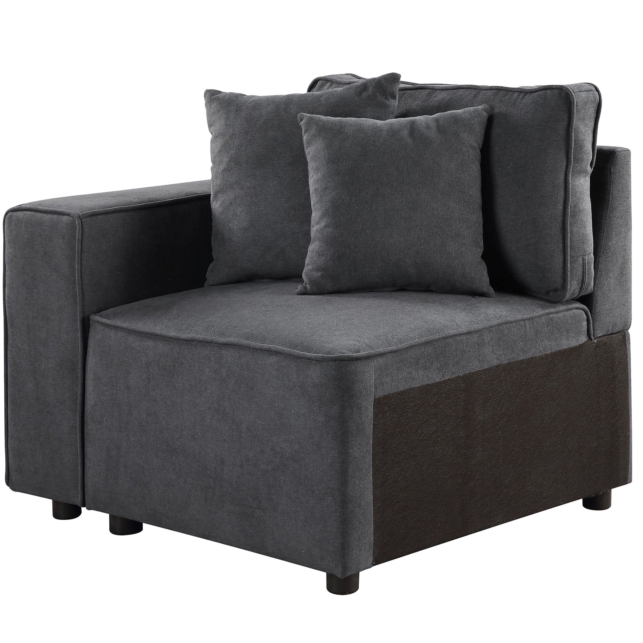 JERFIT Modern Grey Fabric Accent Chair with Loose Back Cushion and ...