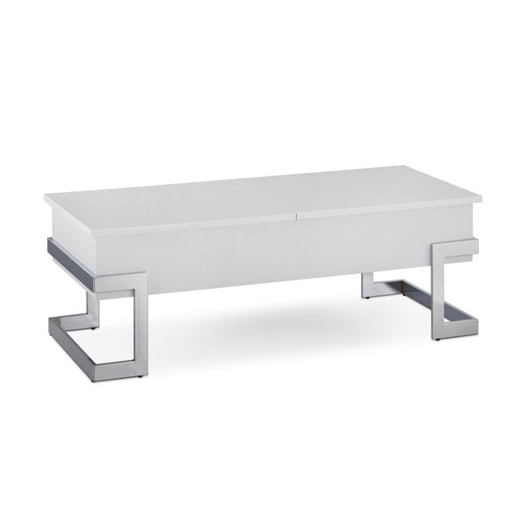 JERFIT Modern Lift-Top Coffee Table with Storage, High Gloss White ...