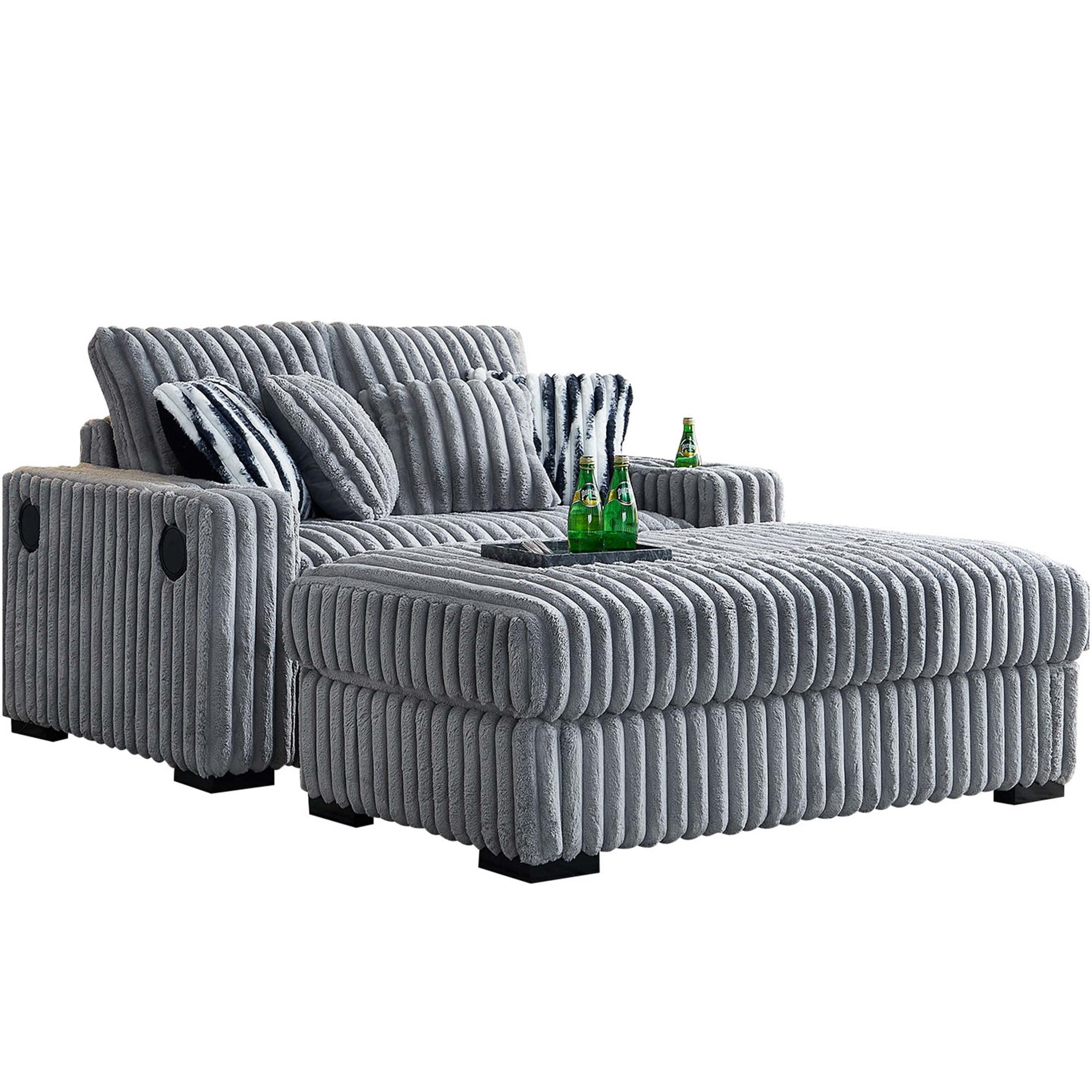 JERFIT Modern Loveseat with Ottoman, Bluetooth Speaker, Wireless ...