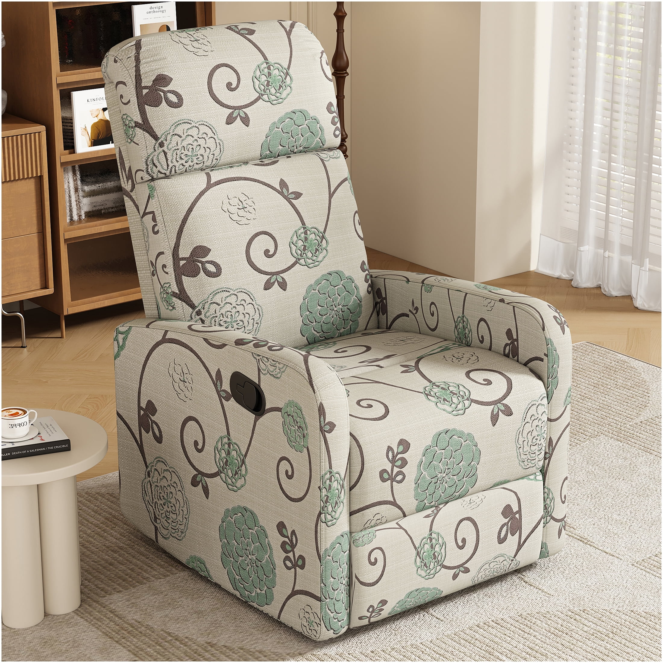 JERFIT Modern Manual Recliner Chair for Living Room, Soft Polyester ...