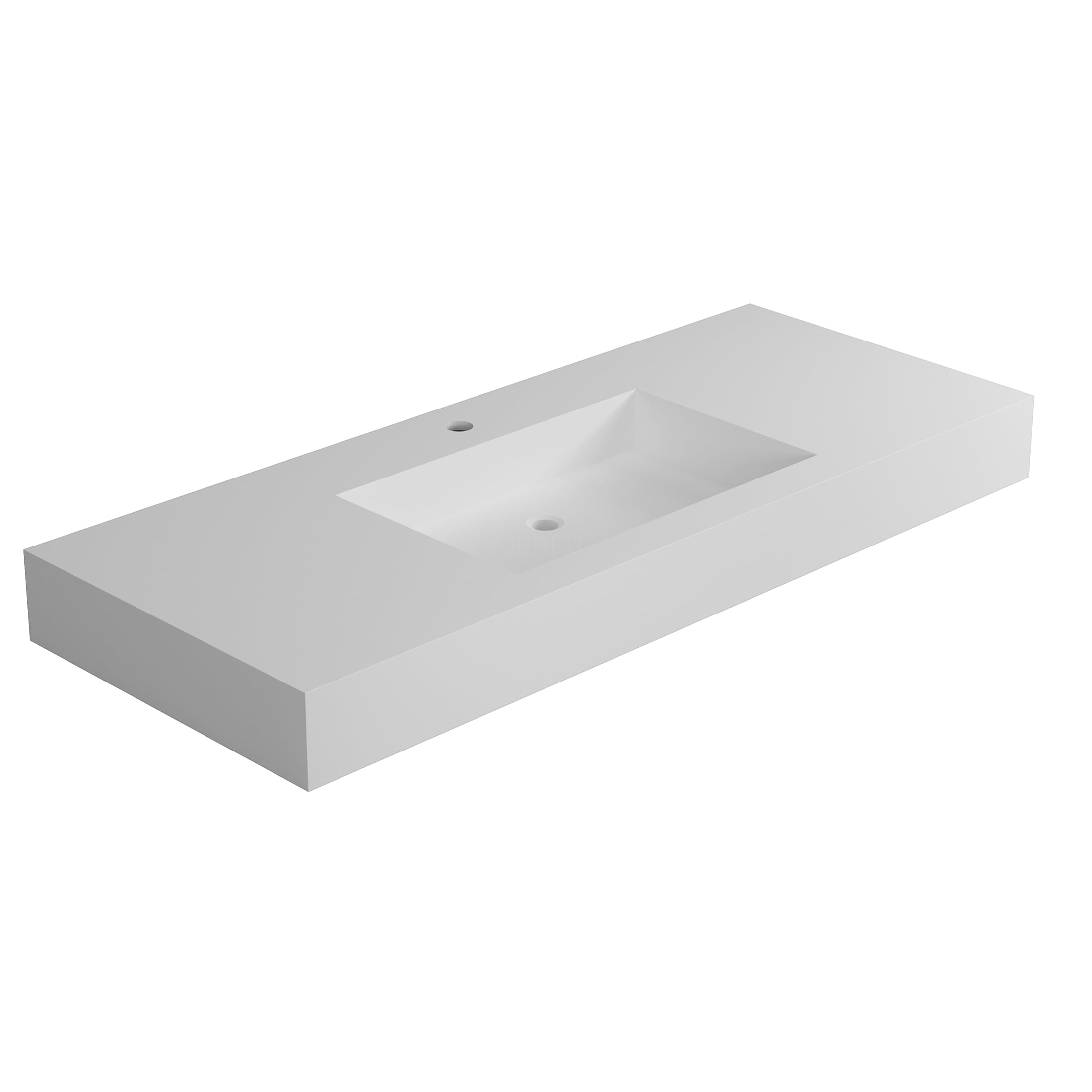 JERFIT Modern Matte White Solid Surface Bathroom Sink Vanity Basin ...