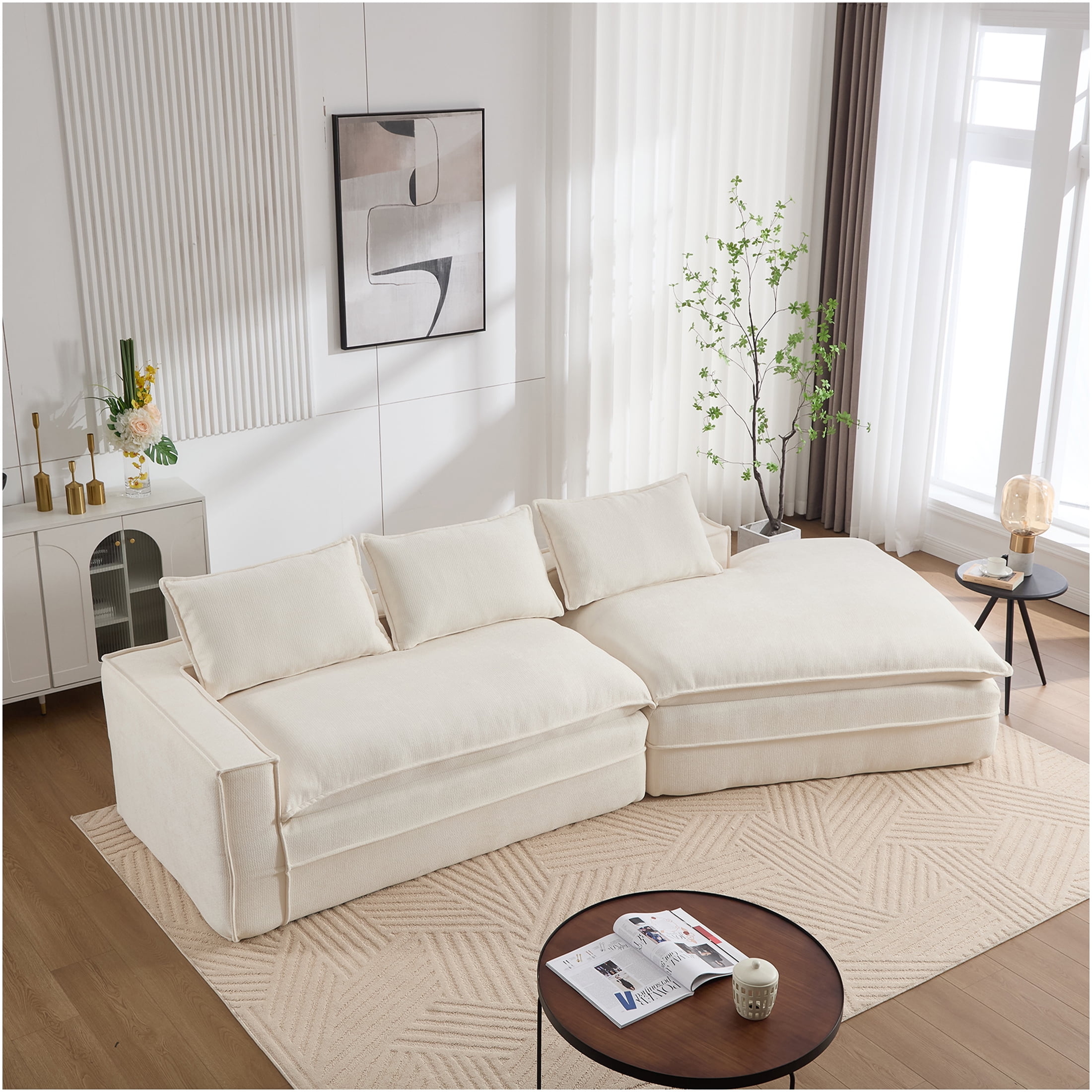 JERFIT Modern Minimalist Modular Sectional Sofa with Chaise ...