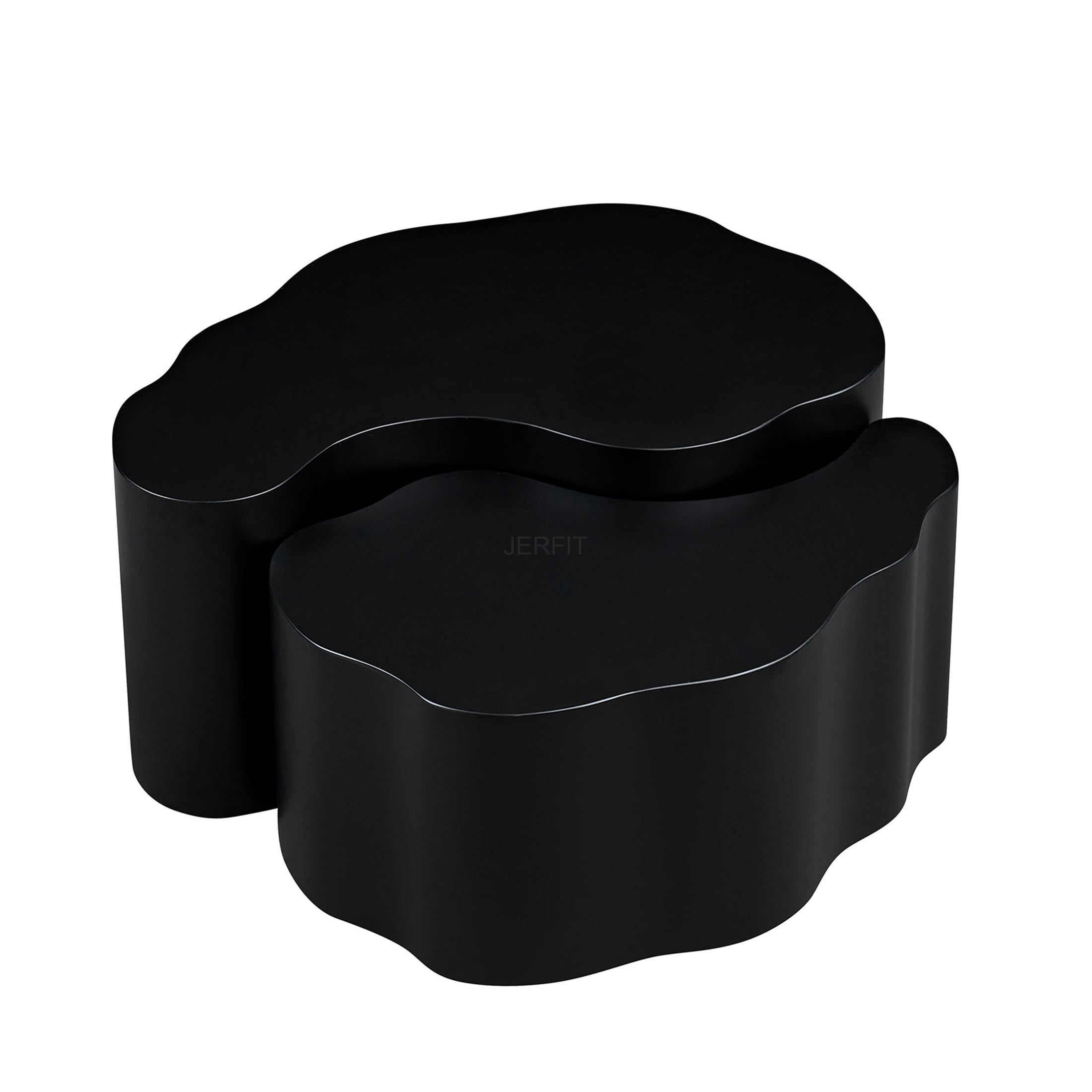 JERFIT Modern Nesting Coffee Table Set of 2, Black Irregular Shape MDF ...
