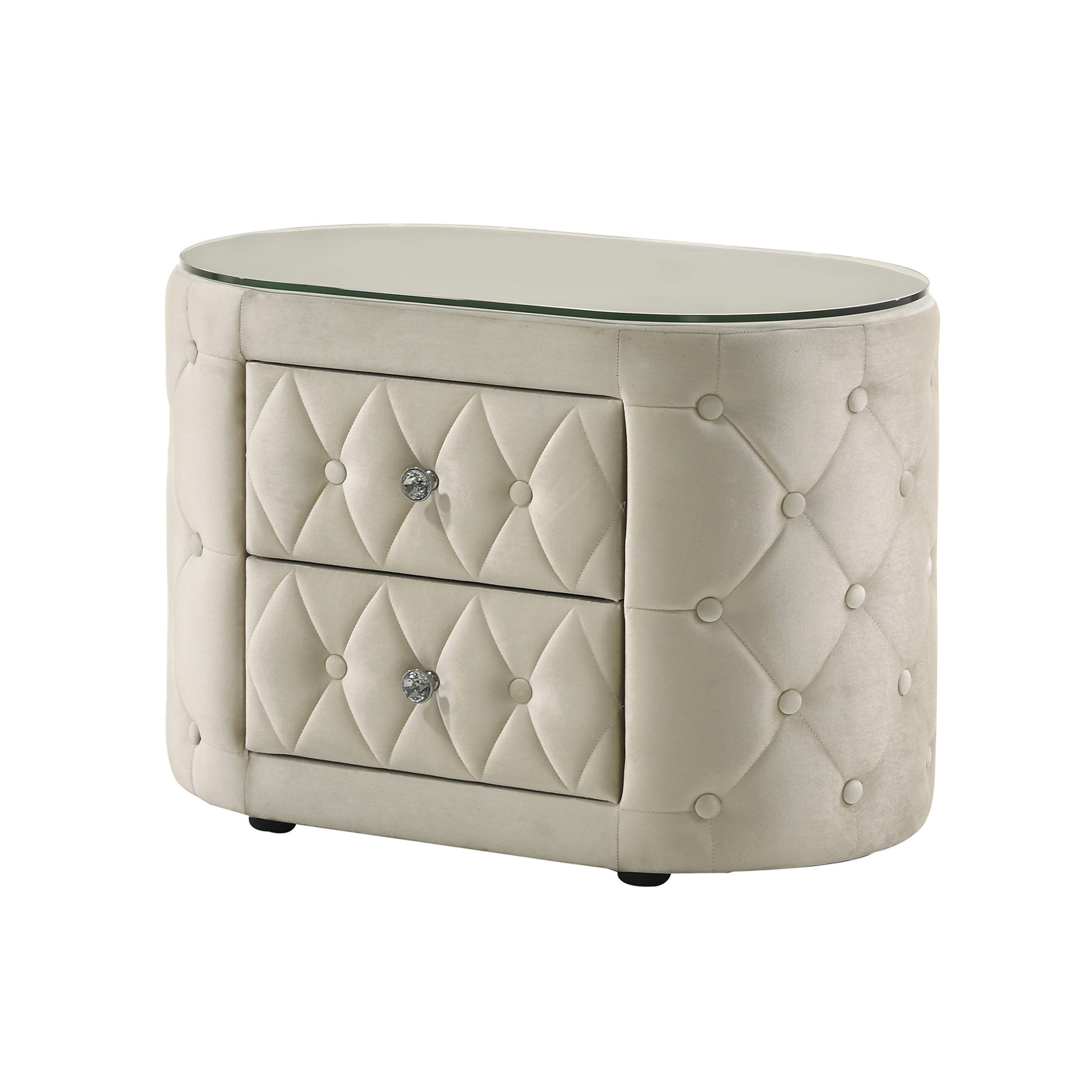 JERFIT Modern Oval Nightstand with 2 Drawers, Upholstered Fabric ...