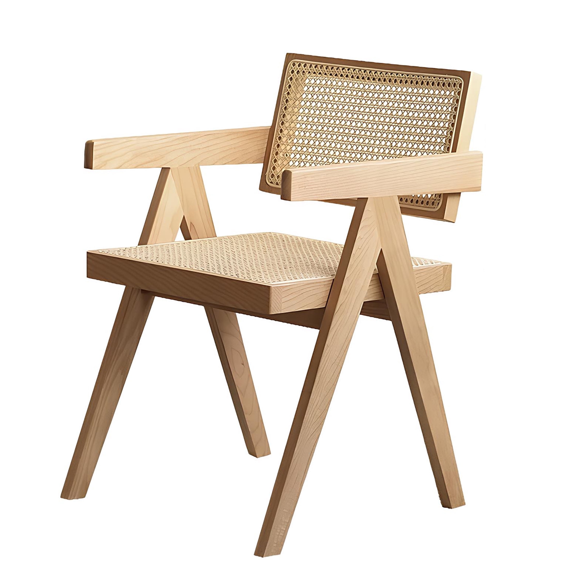 JERFIT Modern Rattan Dining Chairs Set of 2, Natural Wood Kitchen ...
