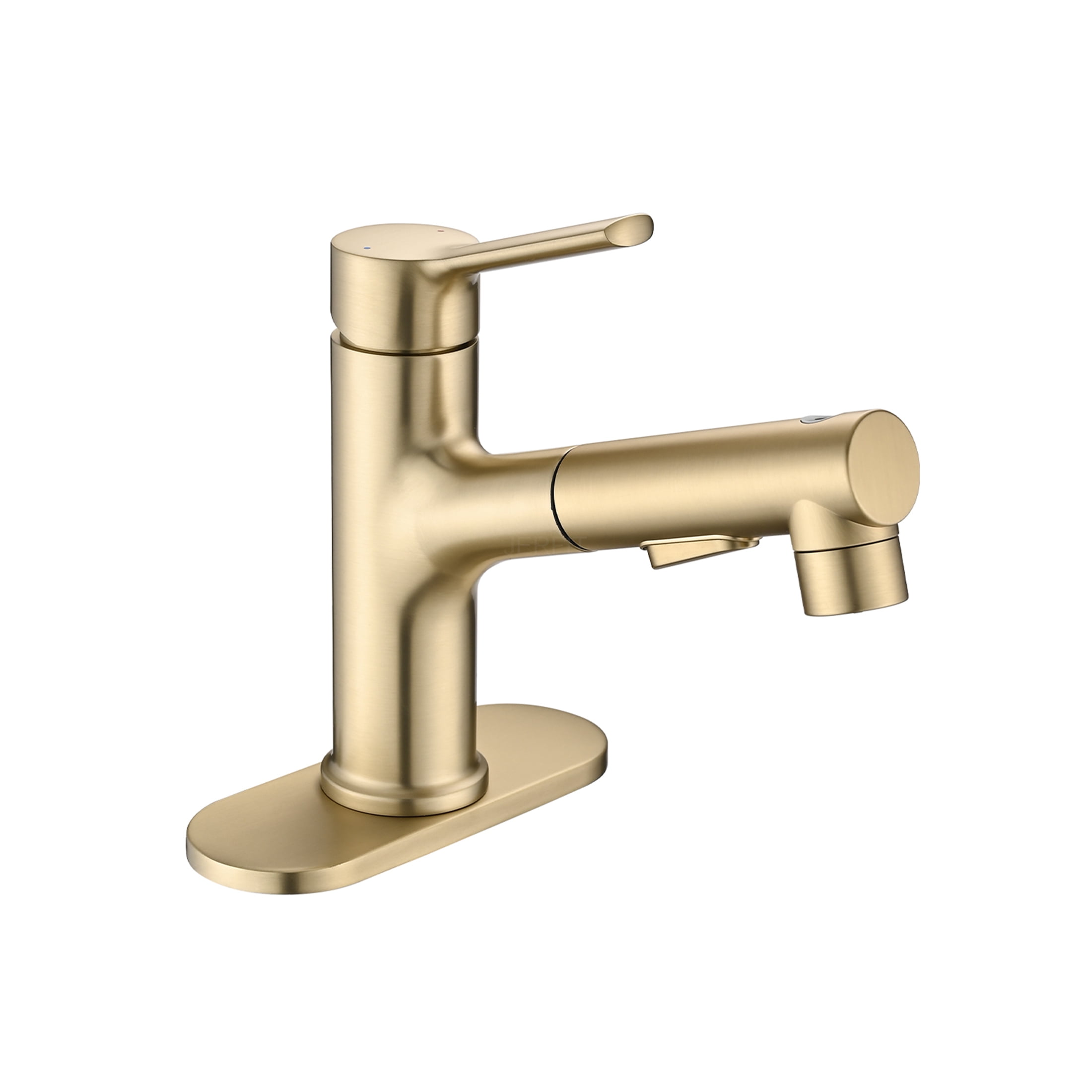 JERFIT Modern Single Handle Brushed Gold Bathroom Sink Faucet with Pull ...