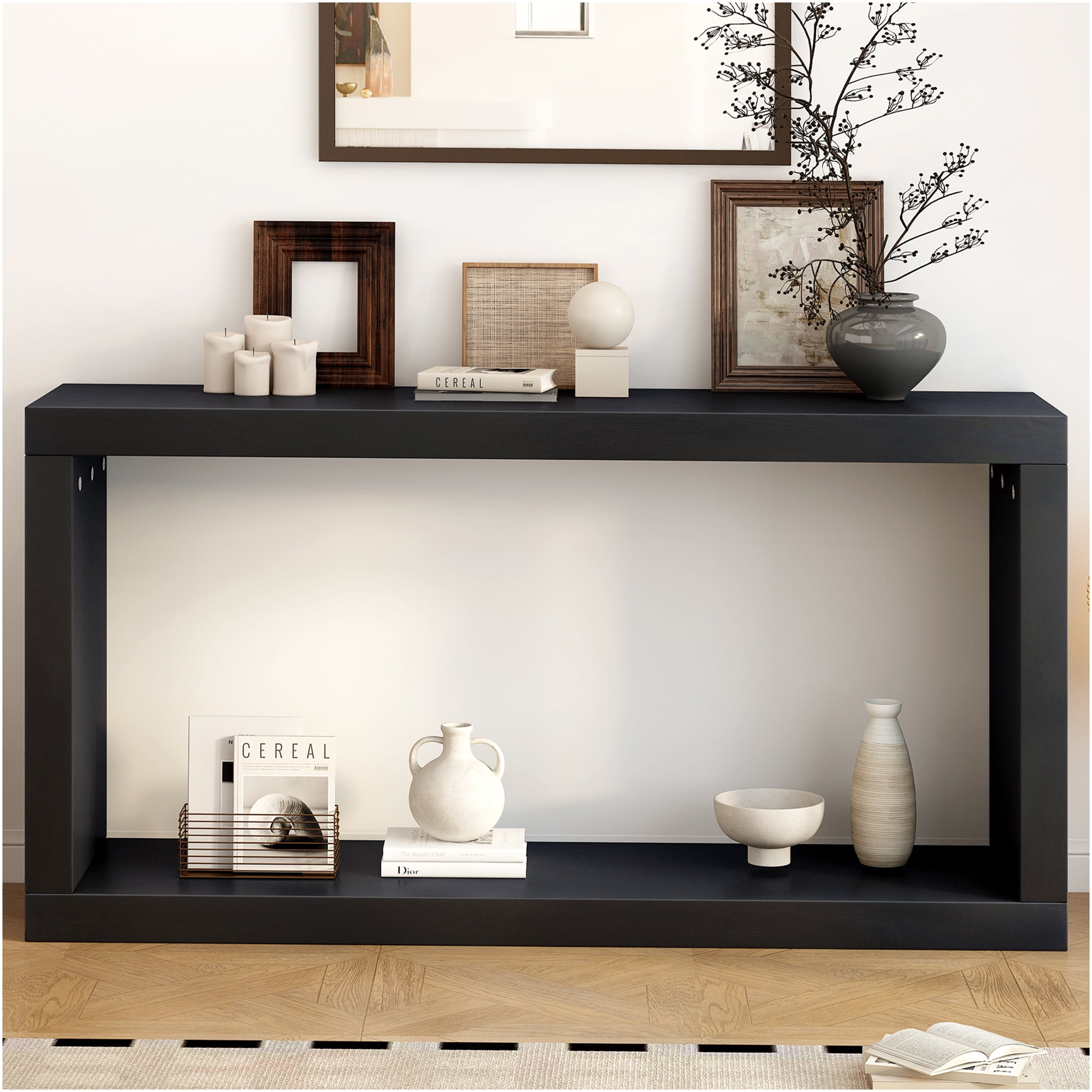 JERFIT Modern Square Console Table with Shelf for Entryway, Foyer ...