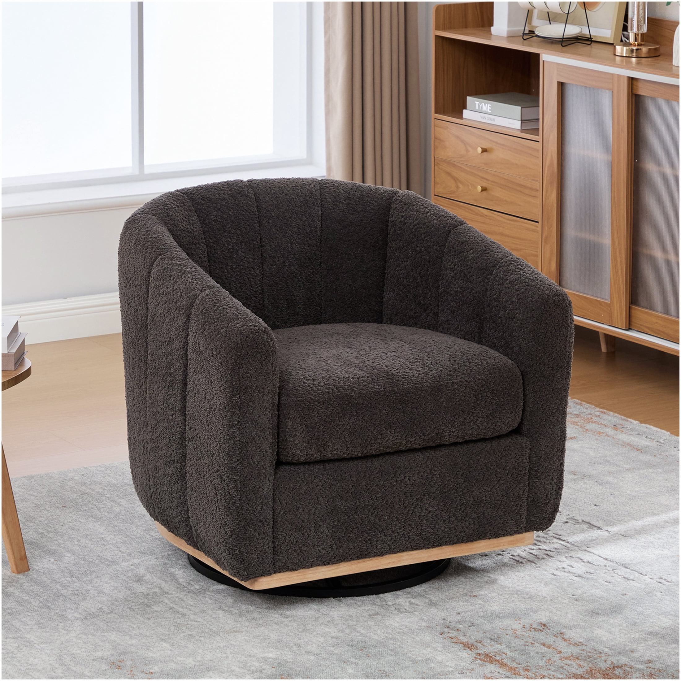 JERFIT Modern Swivel Accent Chair with Cushioned Seat, 360° Rotating ...