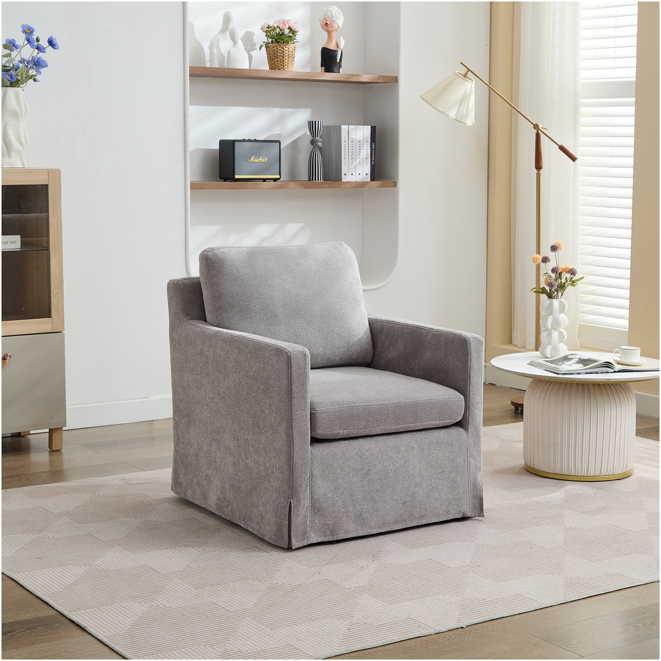 JERFIT Modern Swivel Accent Chair with Removable Cushion, 360° Rotating ...
