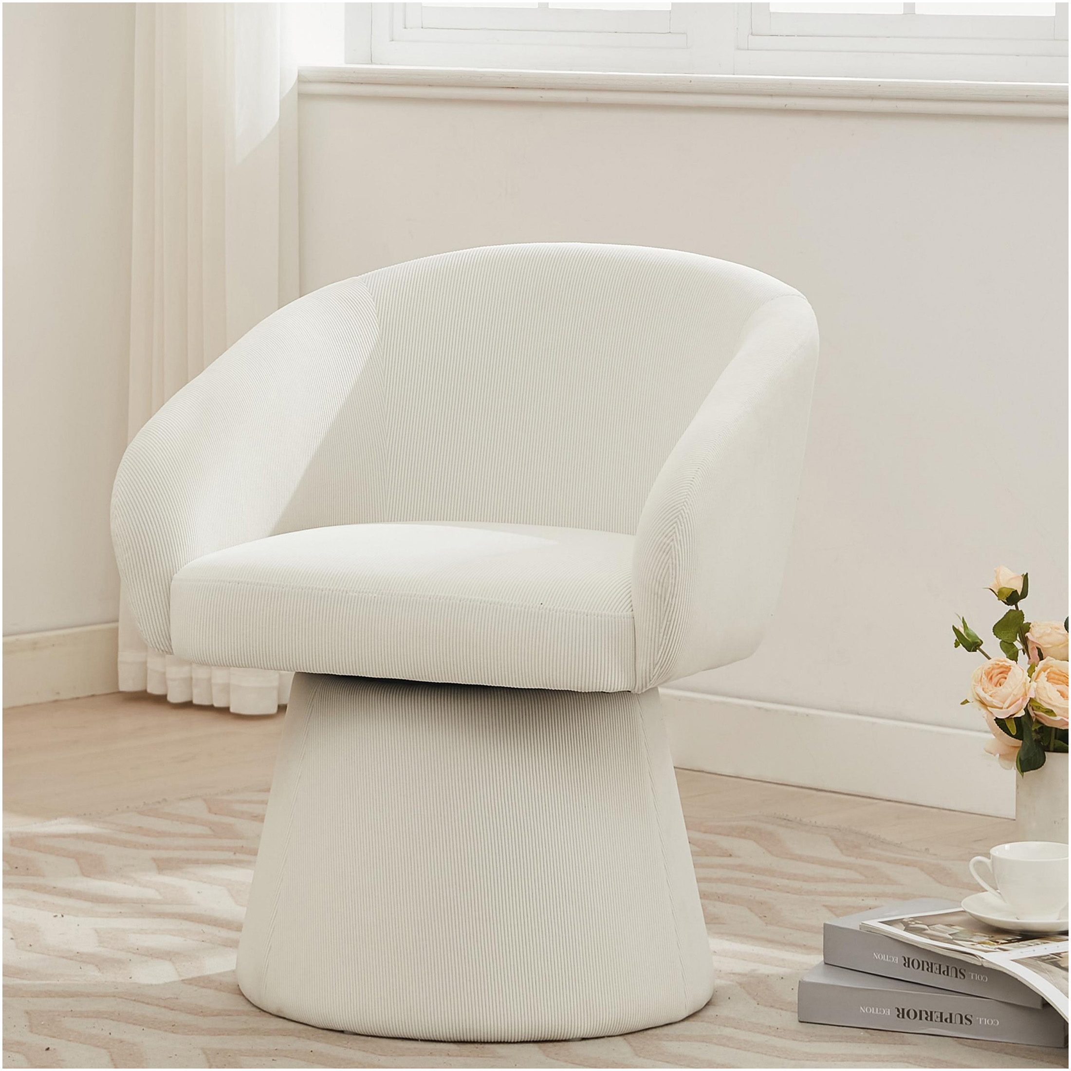 JERFIT Modern Swivel Accent Chair with Corduroy Upholstery, 360 Degree ...