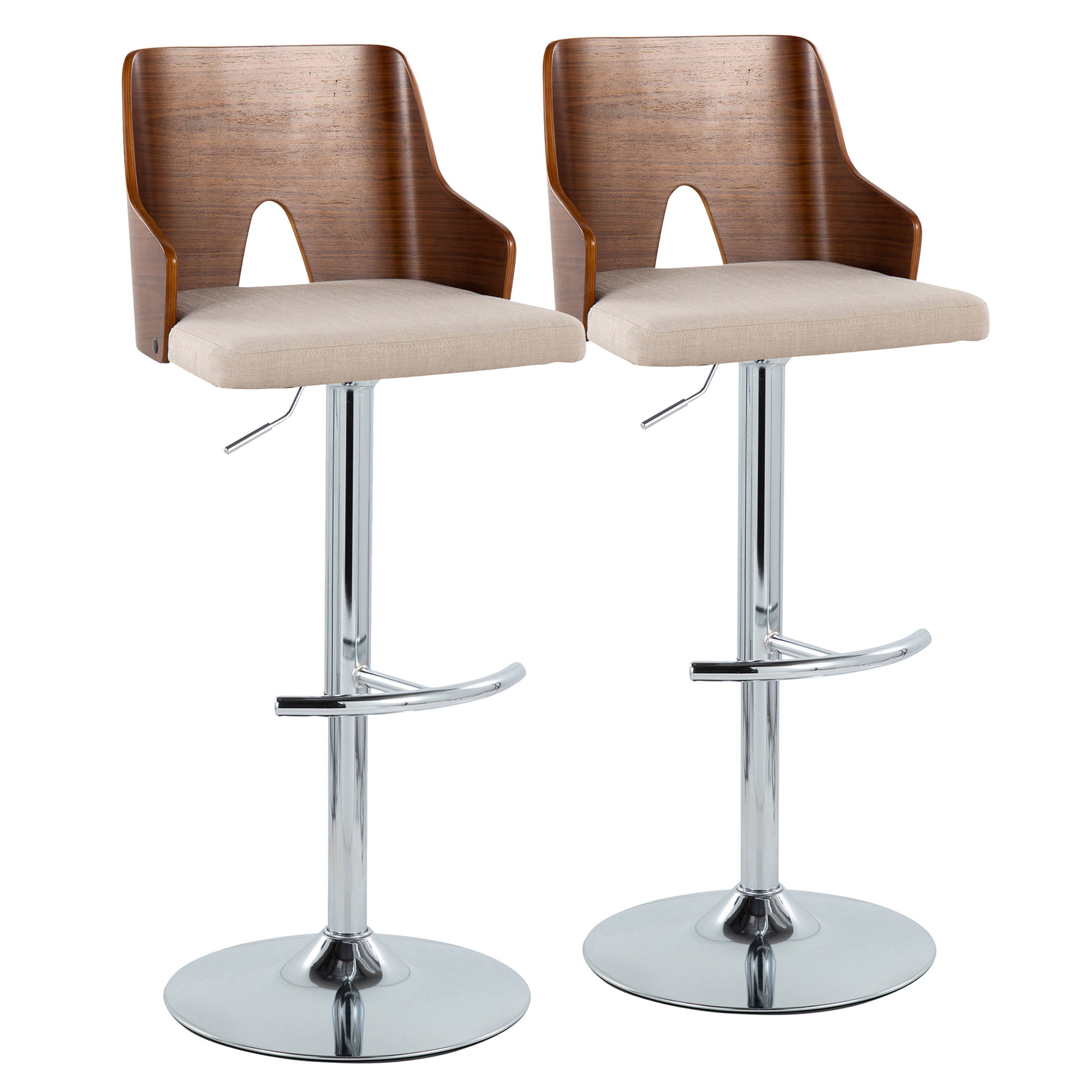 JERFIT Modern Swivel Bar Stools Set of 2, Upholstered Counter Height ...