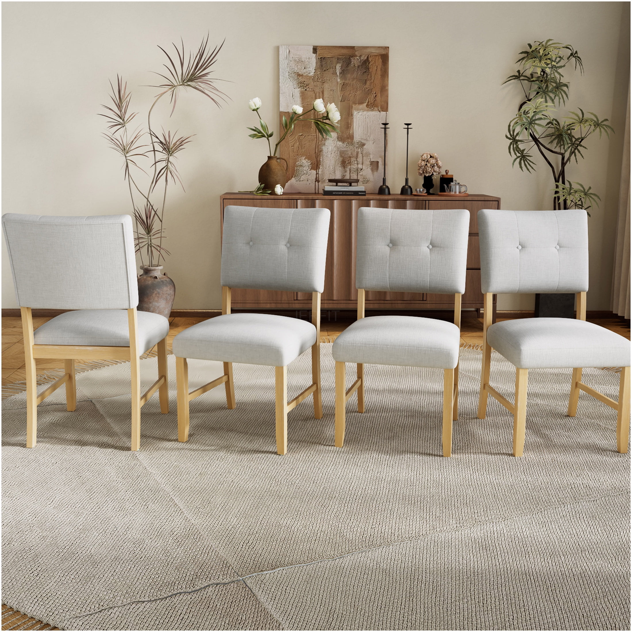 JERFIT Modern Upholstered Dining Chairs Set of 4, Farmhouse Kitchen ...