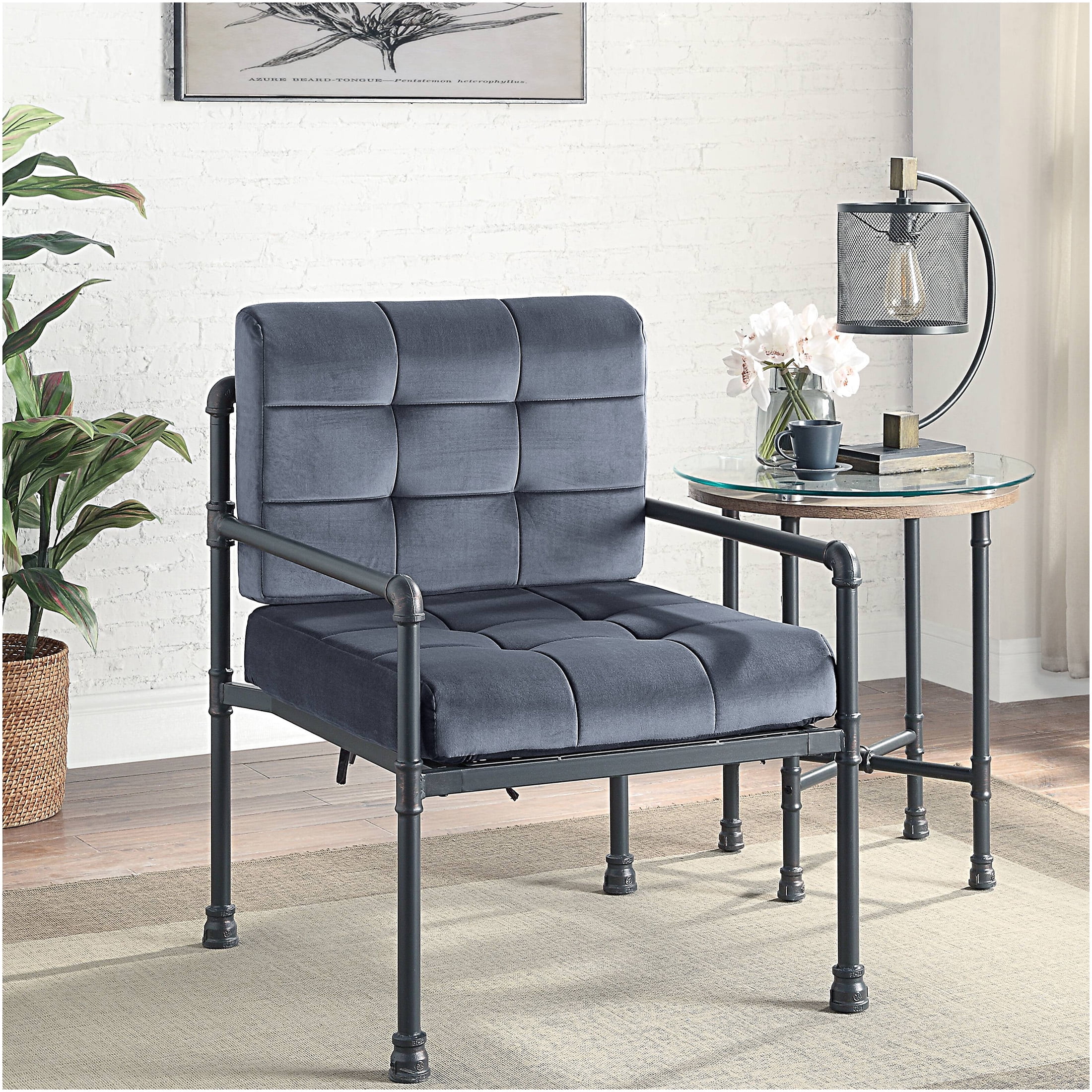 JERFIT Modern Velvet Accent Chair with Memory Foam Cushion and Nailhead ...