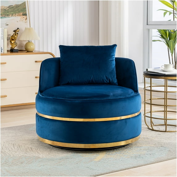 JERFIT Modern Velvet Swivel Accent Chair with Cushion, 360 Degree ...