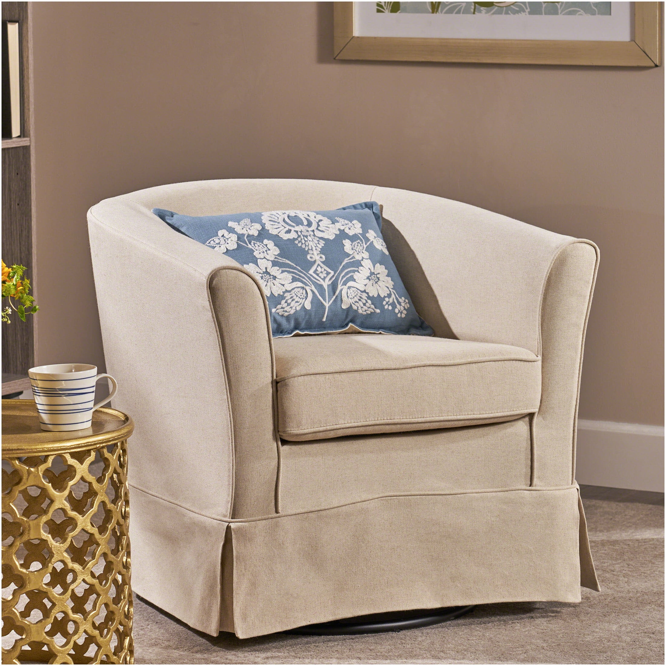 JERFIT Modern Velvet Swivel Accent Chair with Loose Cover, 360-Degree ...