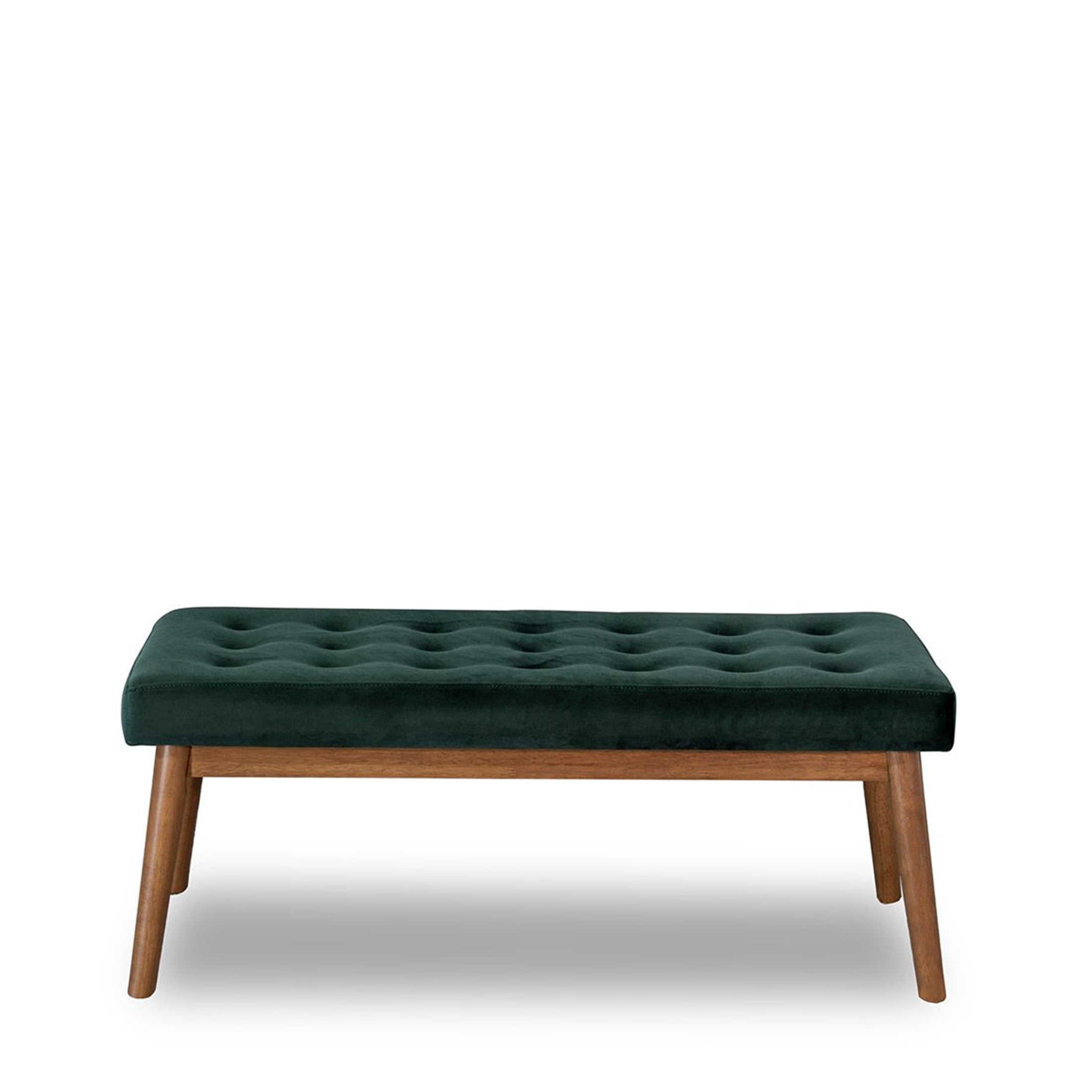 JERFIT Modern Velvet Upholstered Bench with Wood Legs, Green Sofa Seat ...