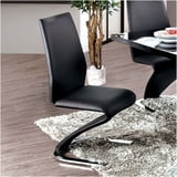 JERFIT Modern Z-Shape Base Dining Chairs, Set of 2, Black Leatherette ...