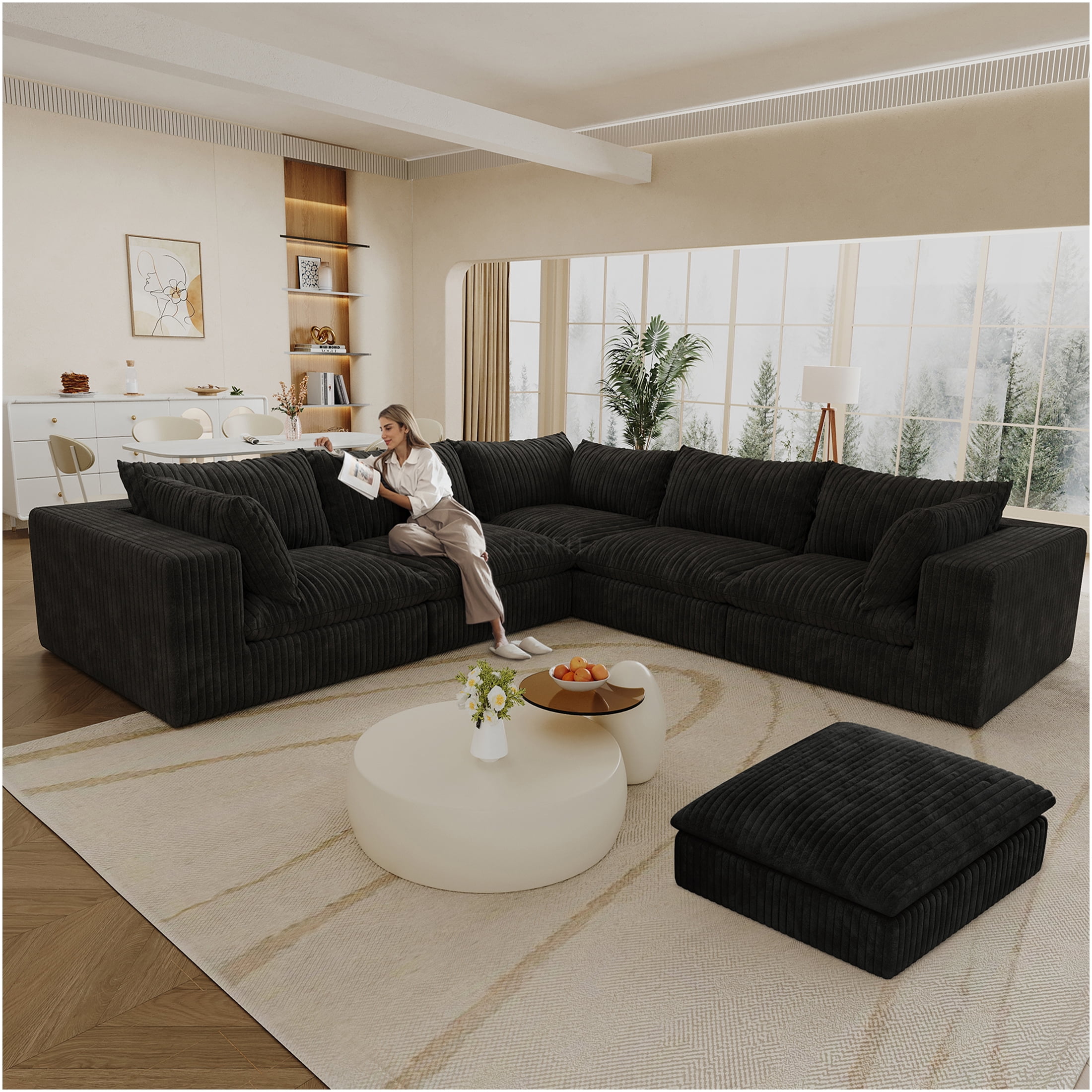 JERFIT Modular Cloud Sectional Sofa Couch, 118.2" L-Shaped Corner ...