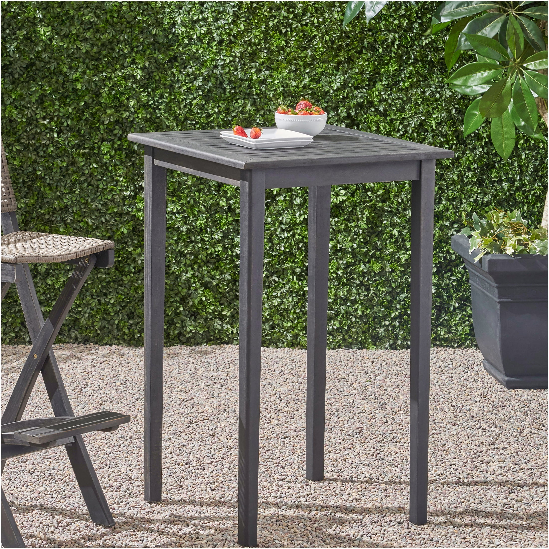 JERFIT Outdoor Acacia Wood Bar Table 40 Inch Height, Square Minimalist ...
