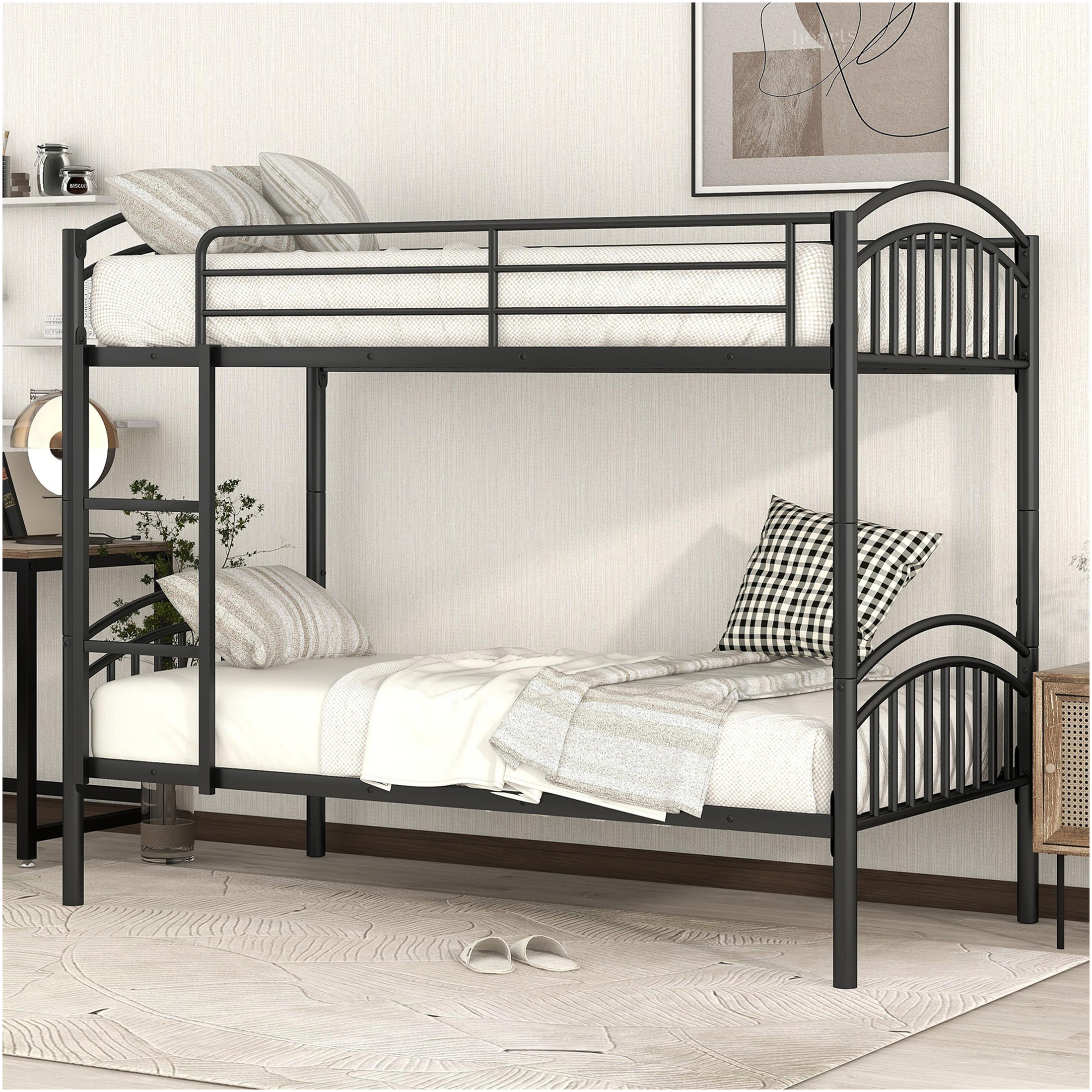 JERFIT Over Twin Metal Bunk Bed Divided into Two Beds - Walmart.com
