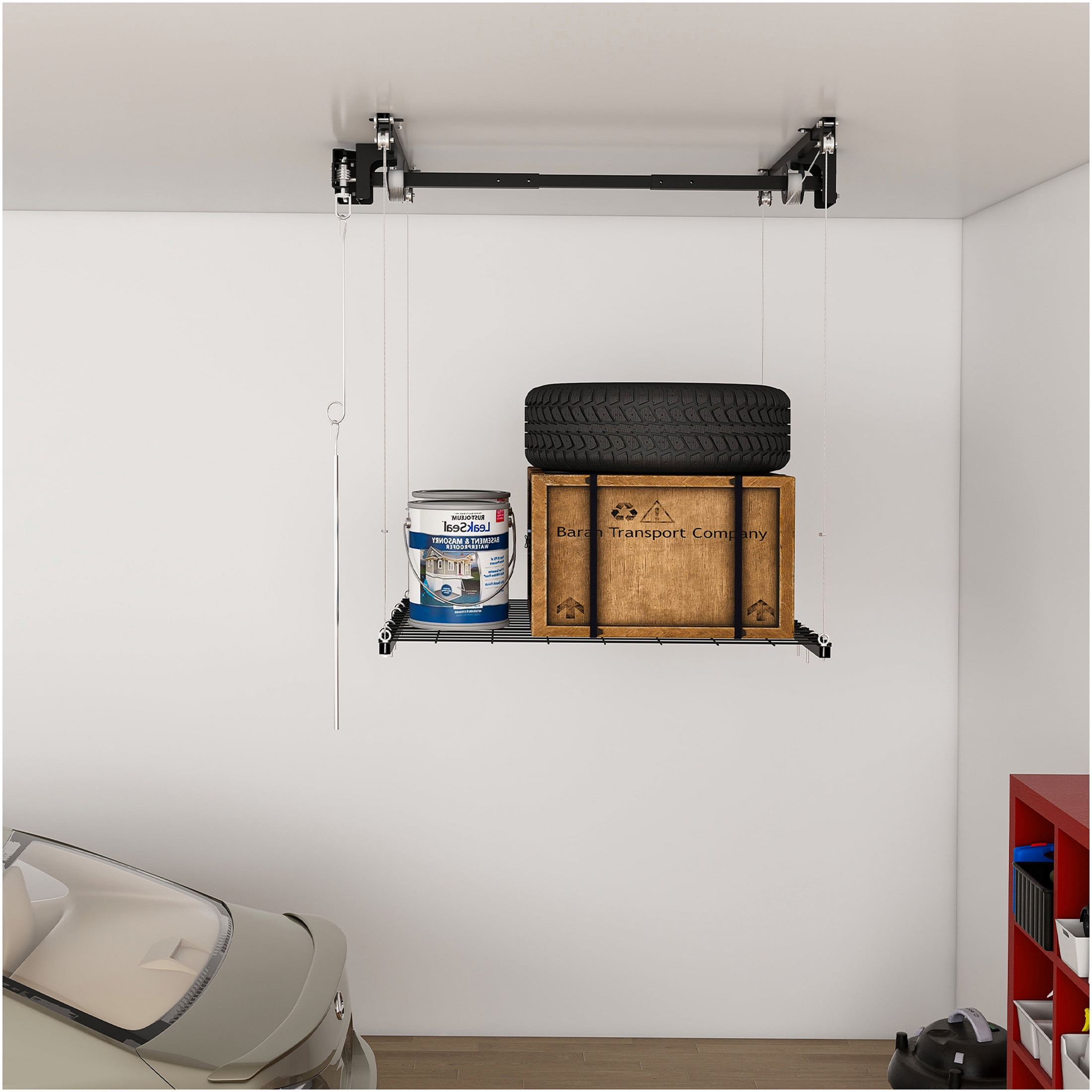 JERFIT Overhead Garage Storage Rack 4x4 FT, 250LB Capacity Heavy-Duty ...